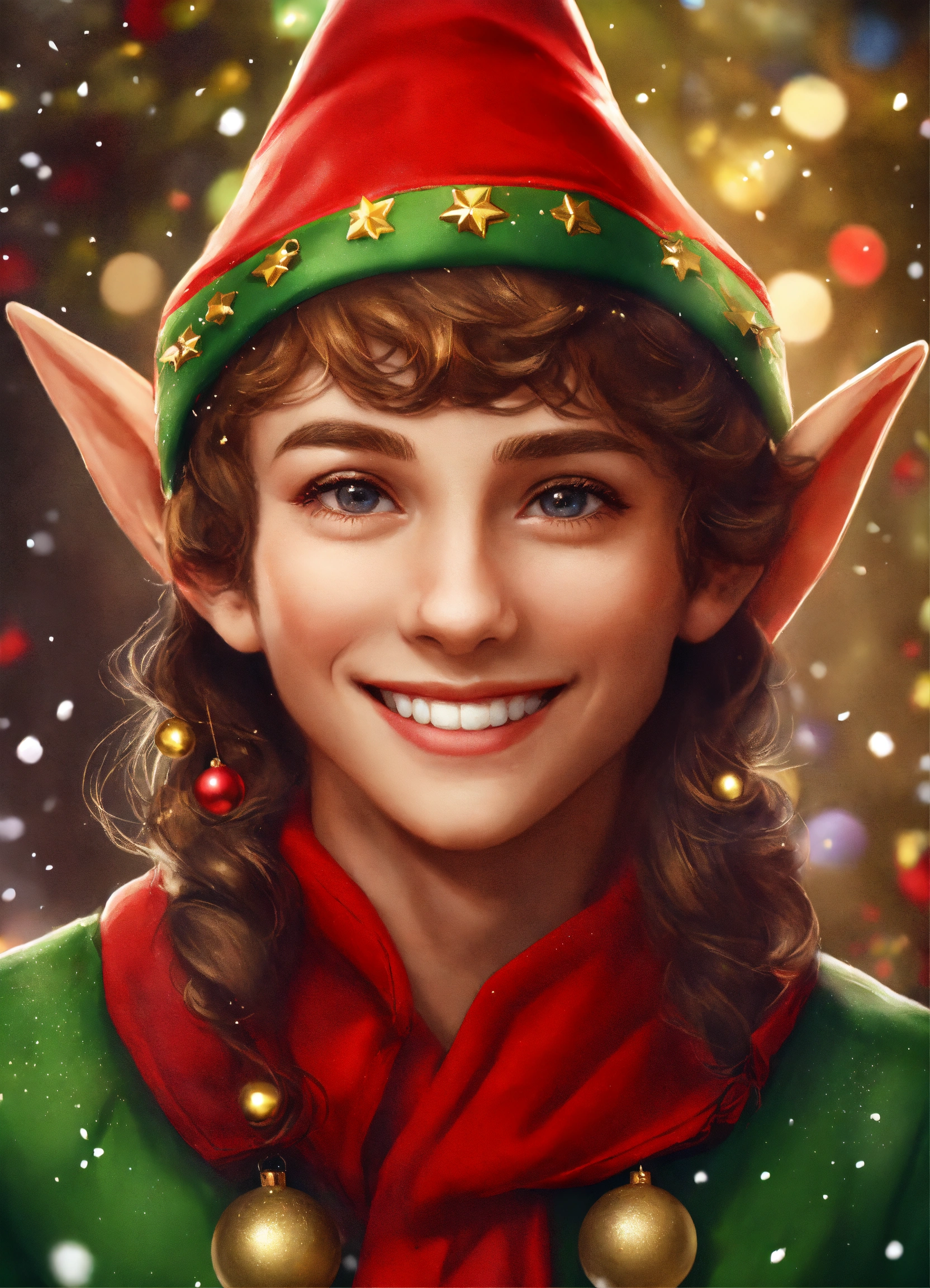Lexica - Christmas elf face portrait, cute, happy, smiling, christmass