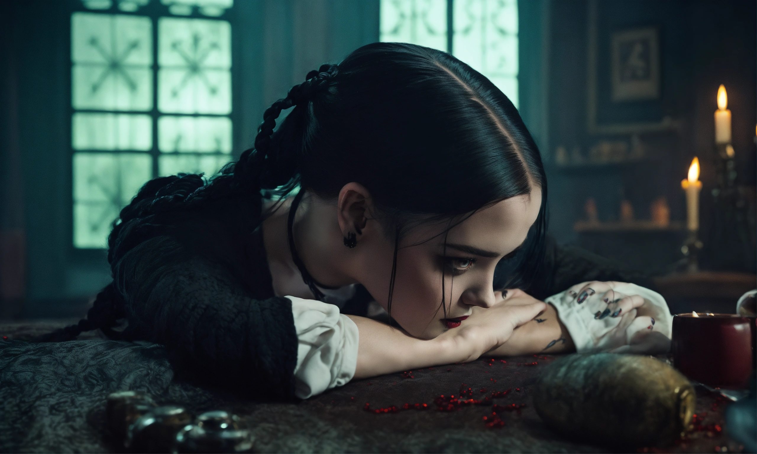 Lexica - Wednesday Addams from the series, black hair braided full ...