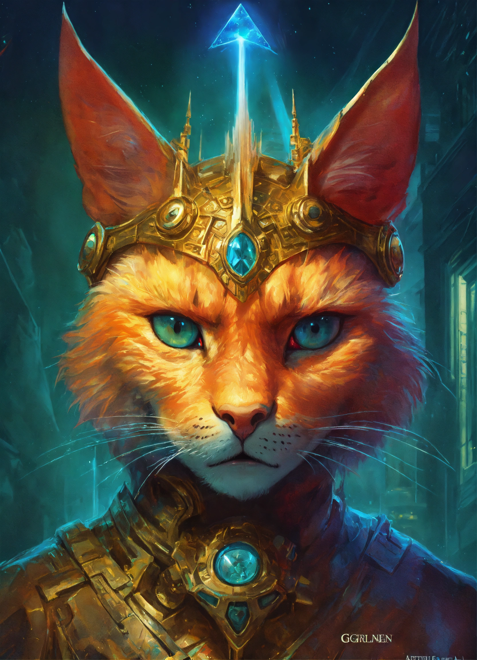 Lexica - Anthropomorphic triangle cat alien head in edgy, intricate ...