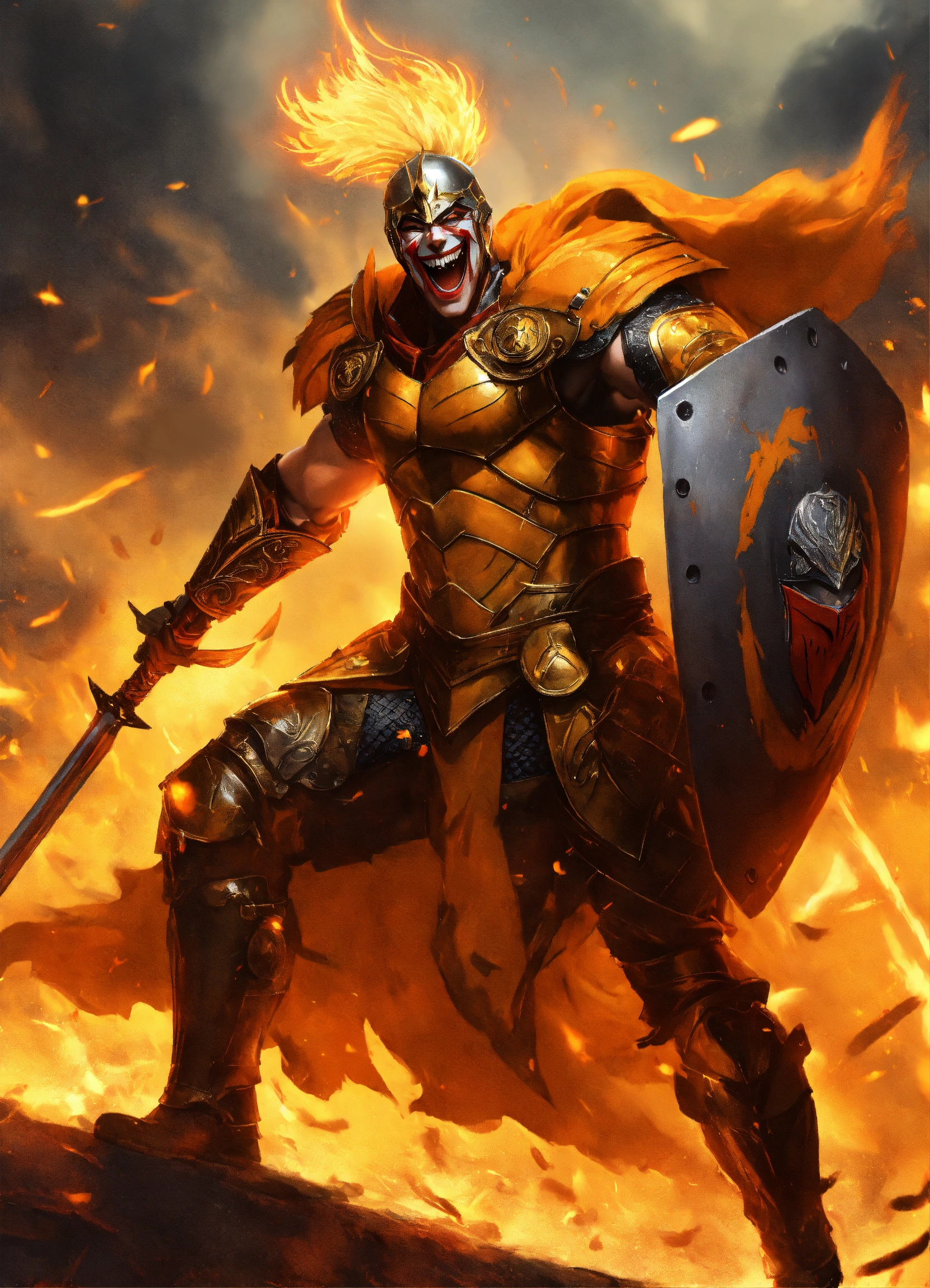 Lexica - Ares, greek god, full armour, orange and yellow thunder ...