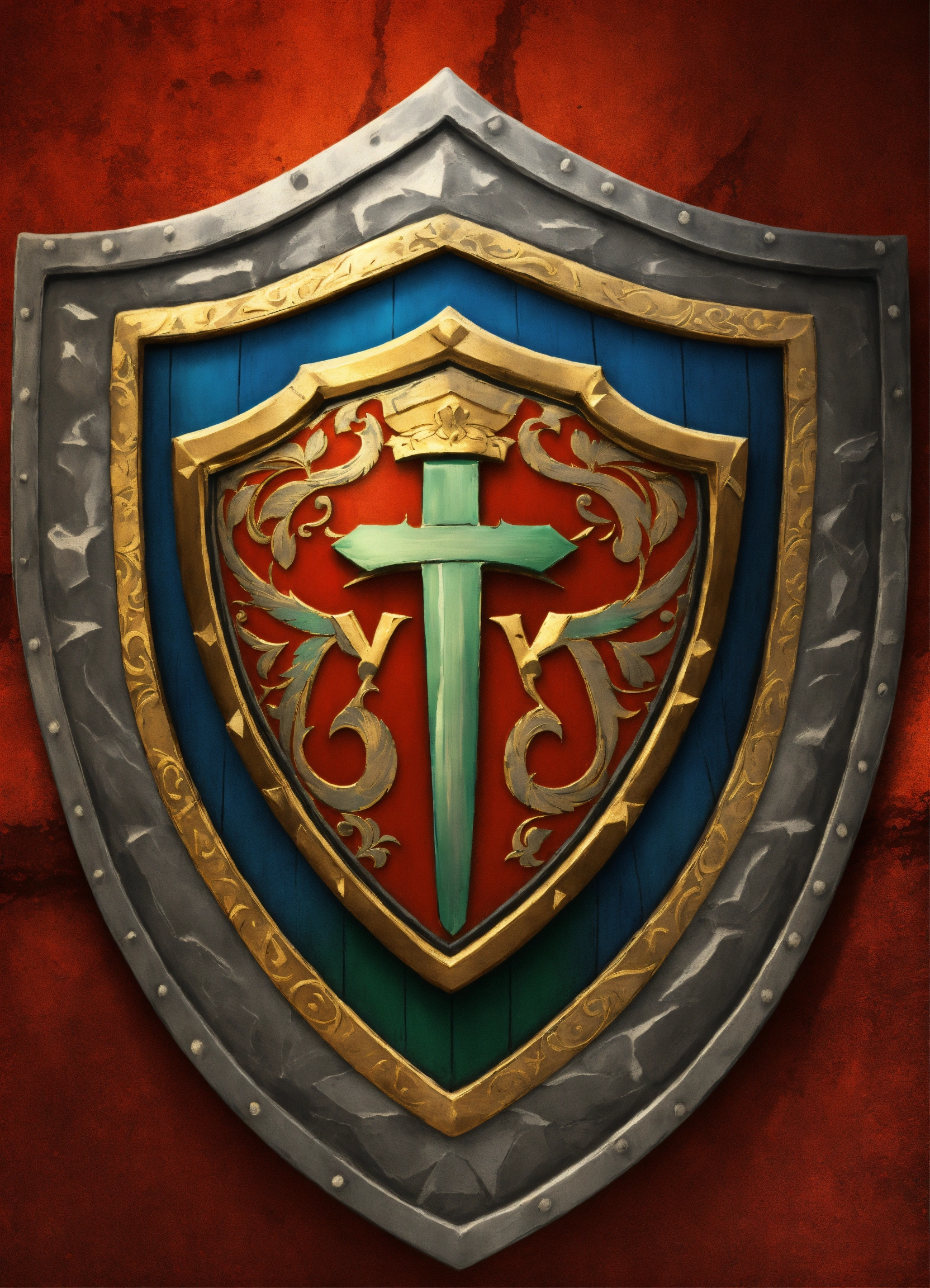 Lexica - SHIELD SYMBOL 2D, COLOR RED, GREEN, BLUE, GREY IN THE MIDDLE ...