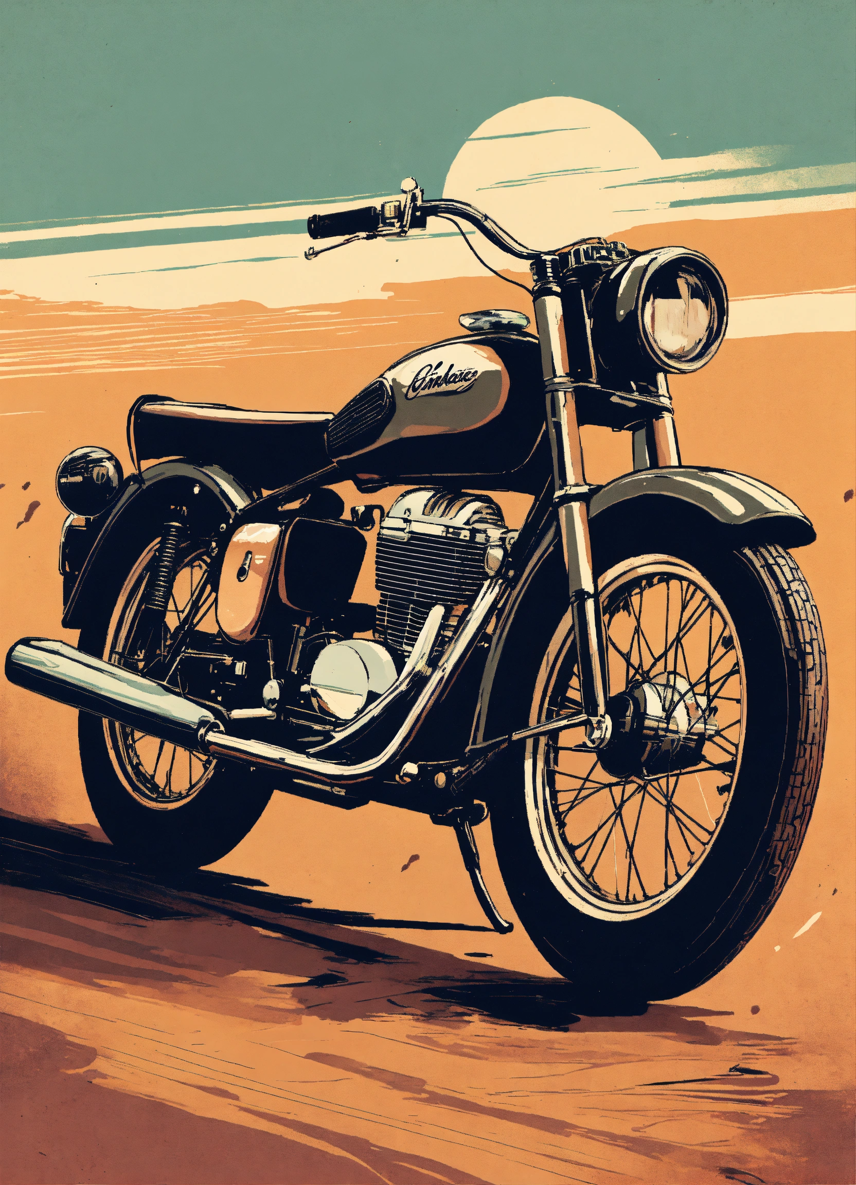 Lexica - A vintage-inspired illustration of a retro motorcycle ...