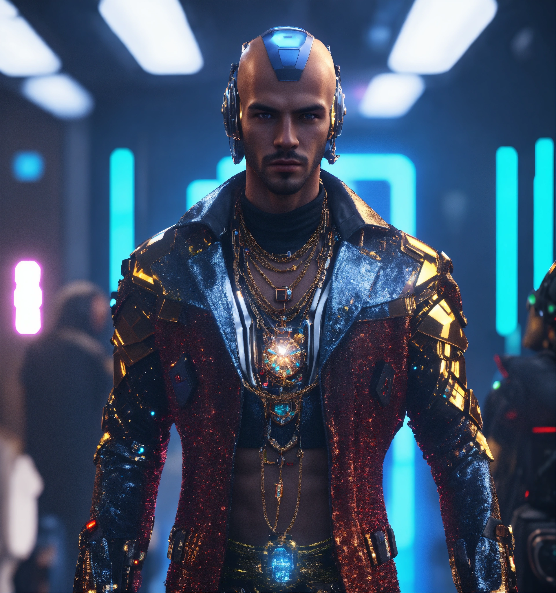 Lexica - Zoom out from an macho male humanoid half android cool ...