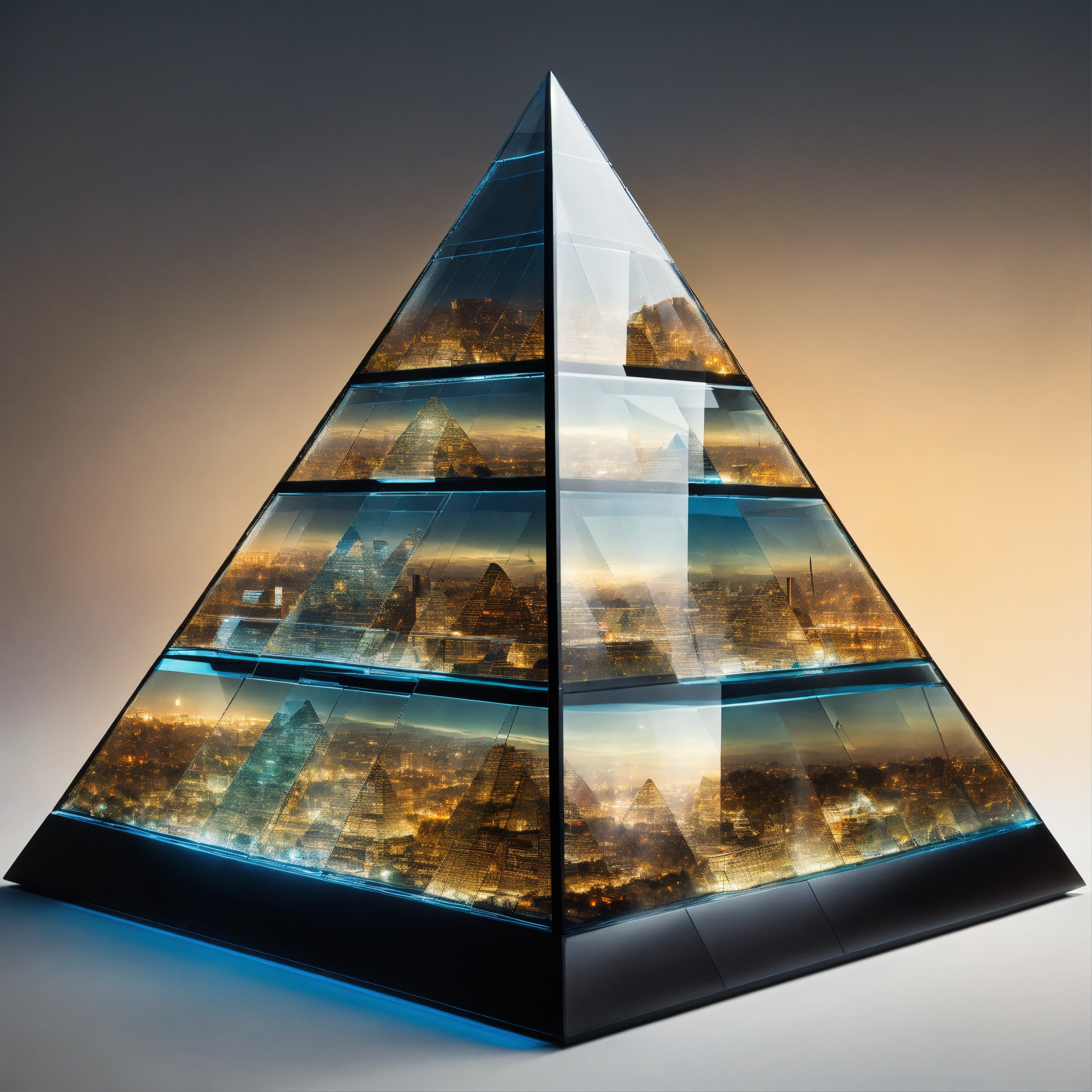 Lexica - A complex pyramid of glass, filled with hitech cities