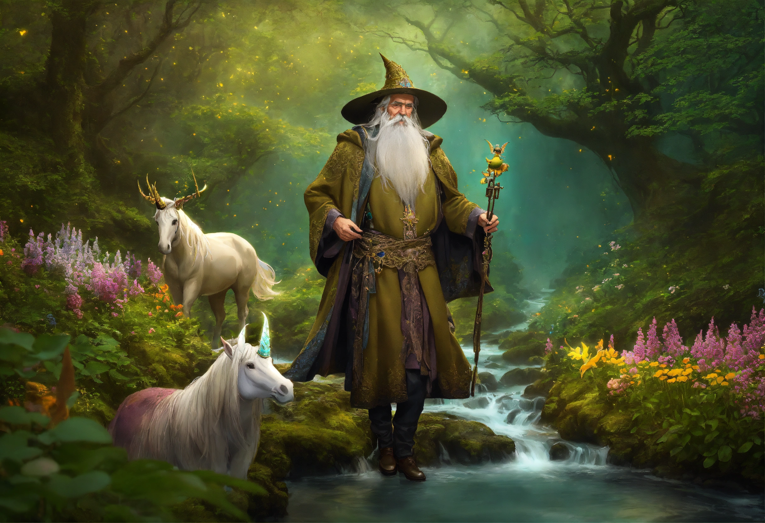 Lexica - An elderly wizard in an earthy colored cloak and long silver ...