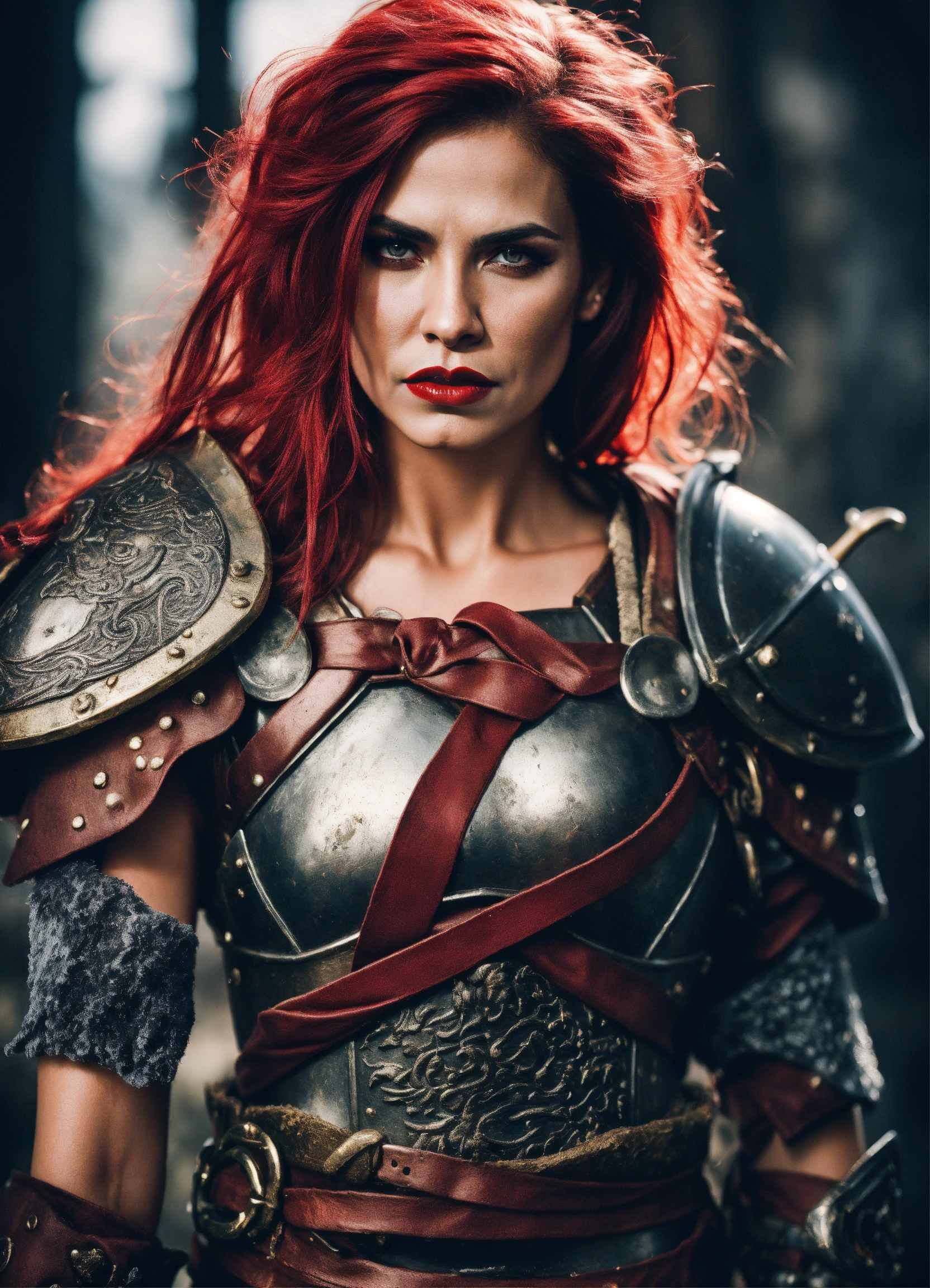 Lexica - Photo quality portrait of beautiful female orc warrior knight ...