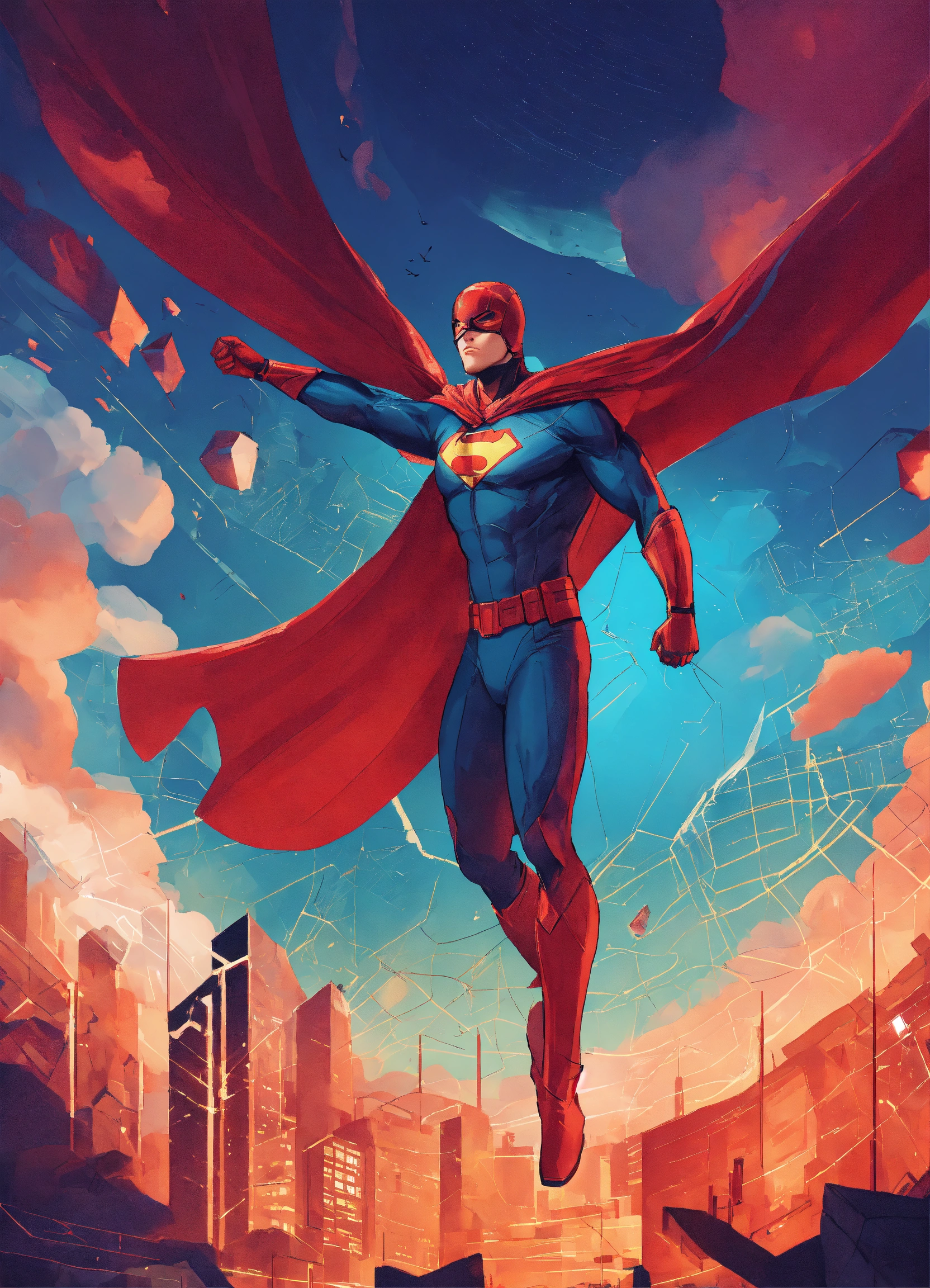 Lexica - Create an illustration of a superhero figure in a ...