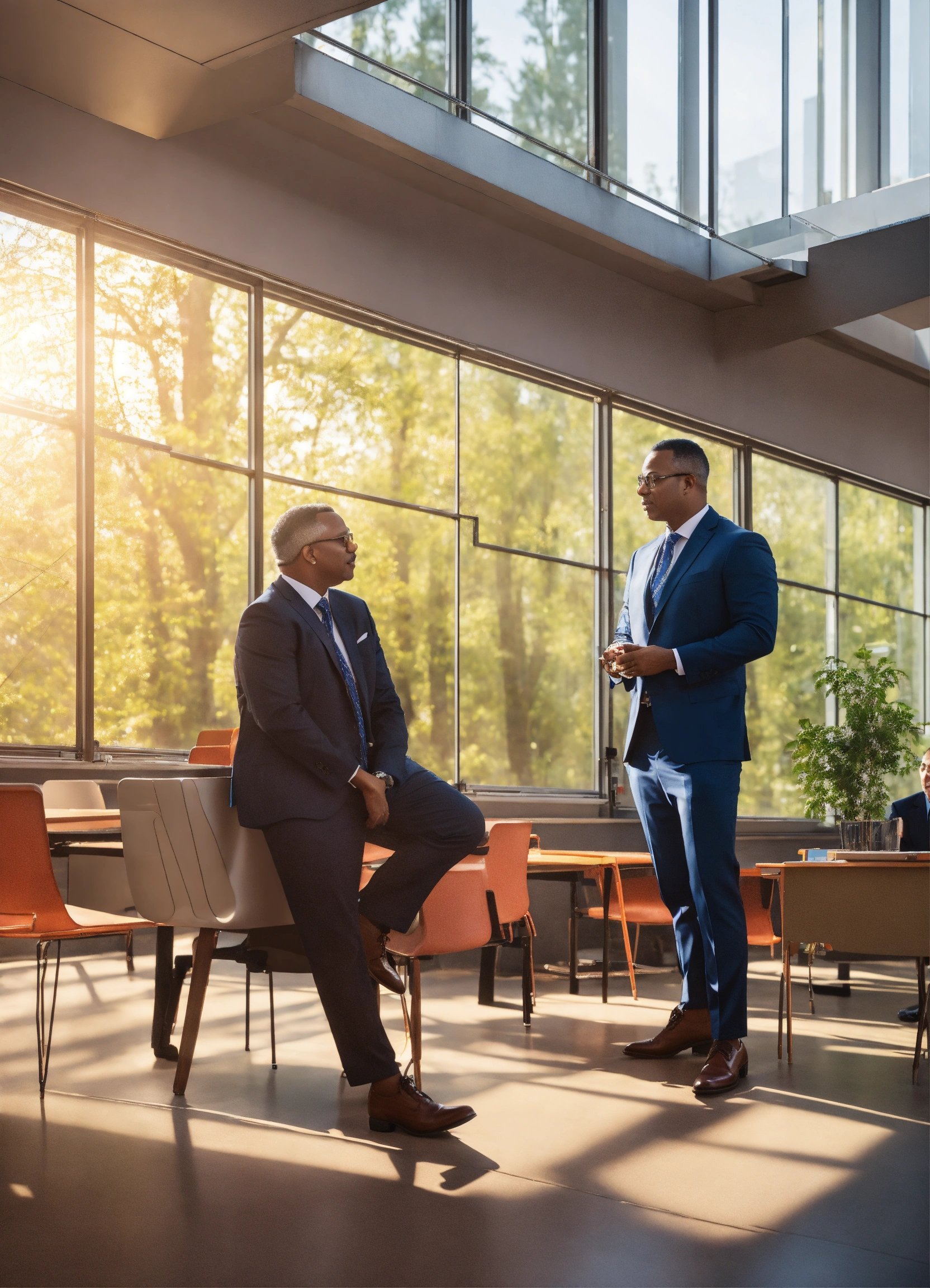 Lexica - Well dressed school principals talking in a super ultra modern ...