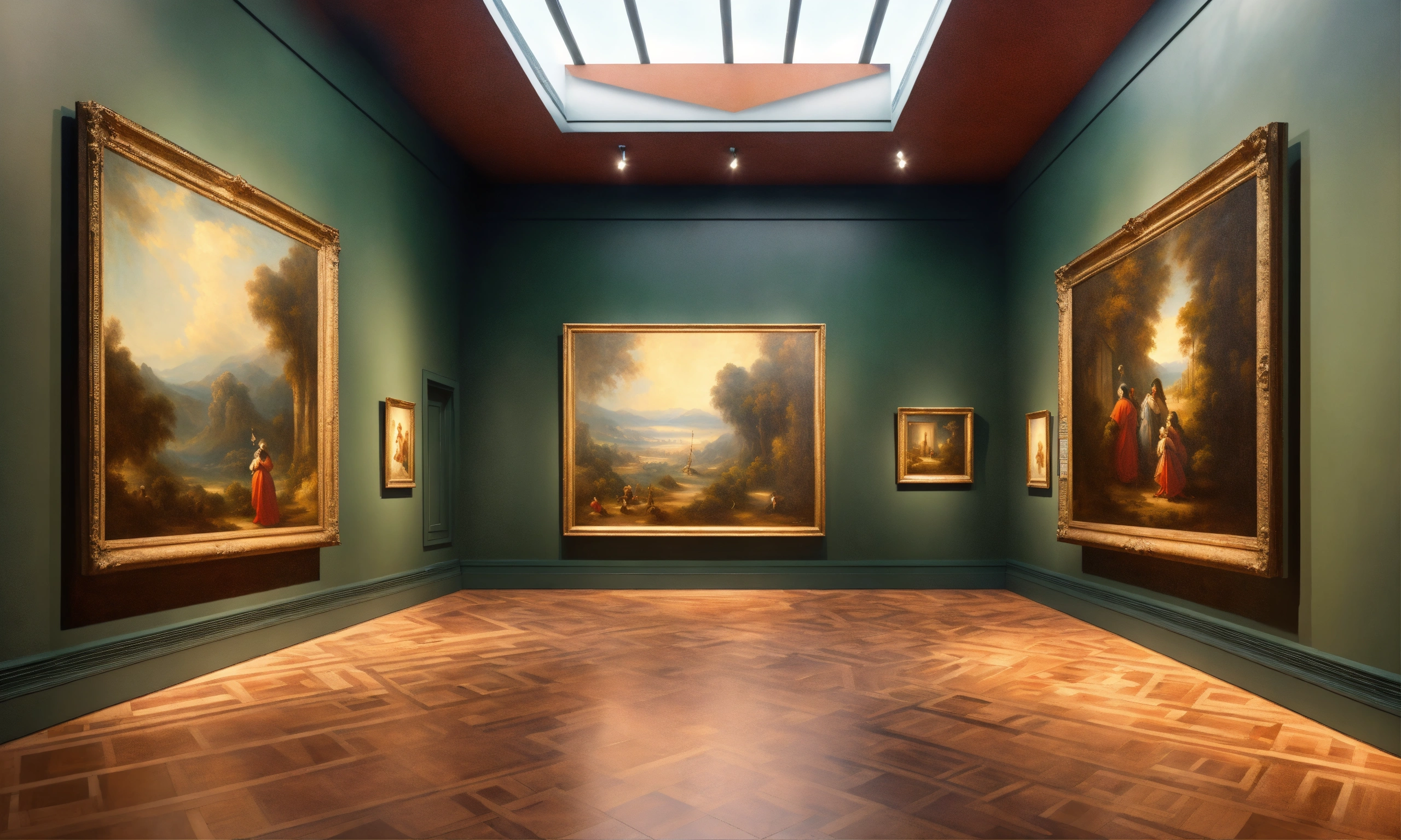 Lexica - Hyperrealistic Interior of futuristic art gallery with three ...