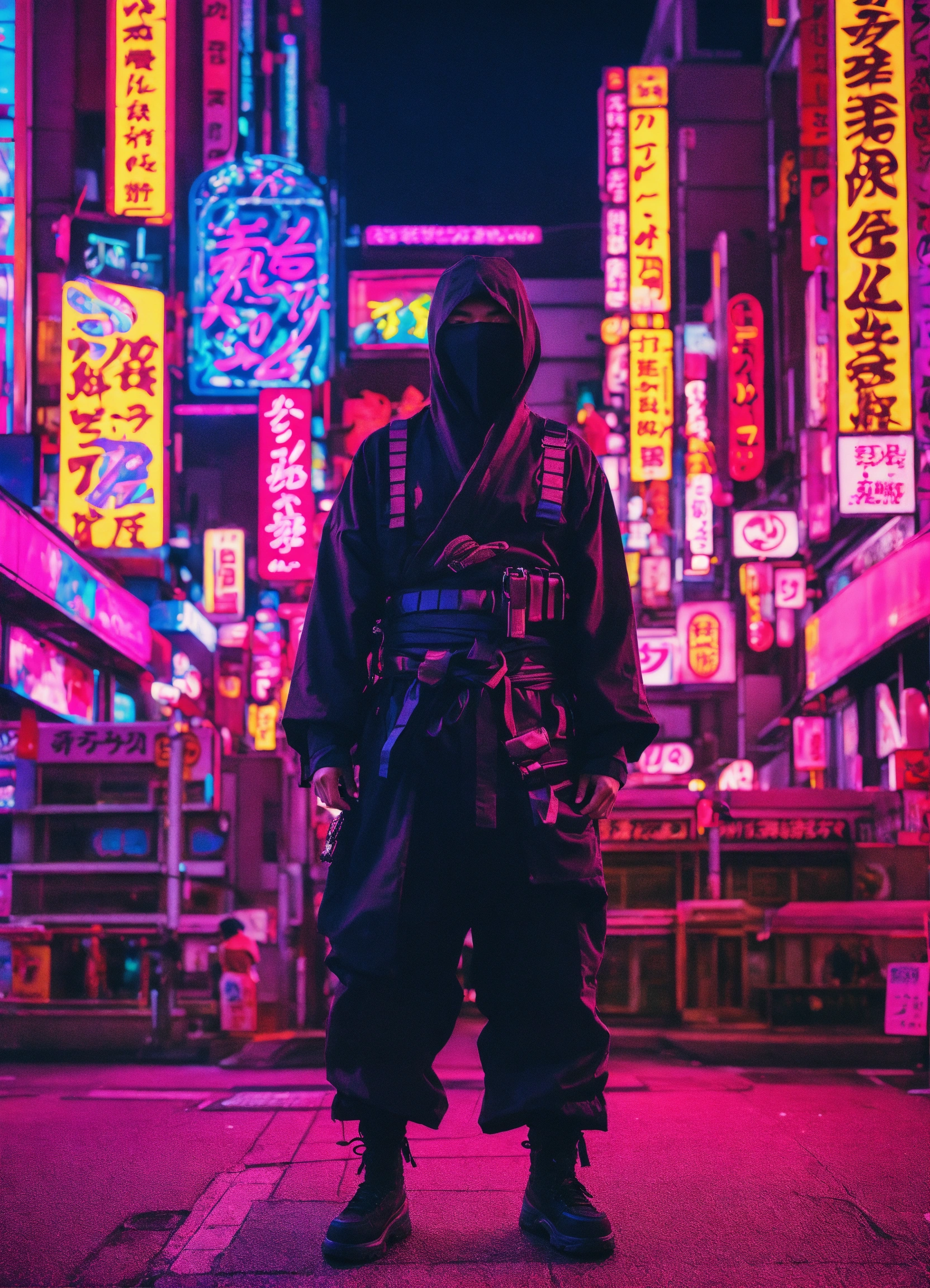 Lexica - Photorealistic 3D portrait Ninjas in DMT black Light Neon Moon ...