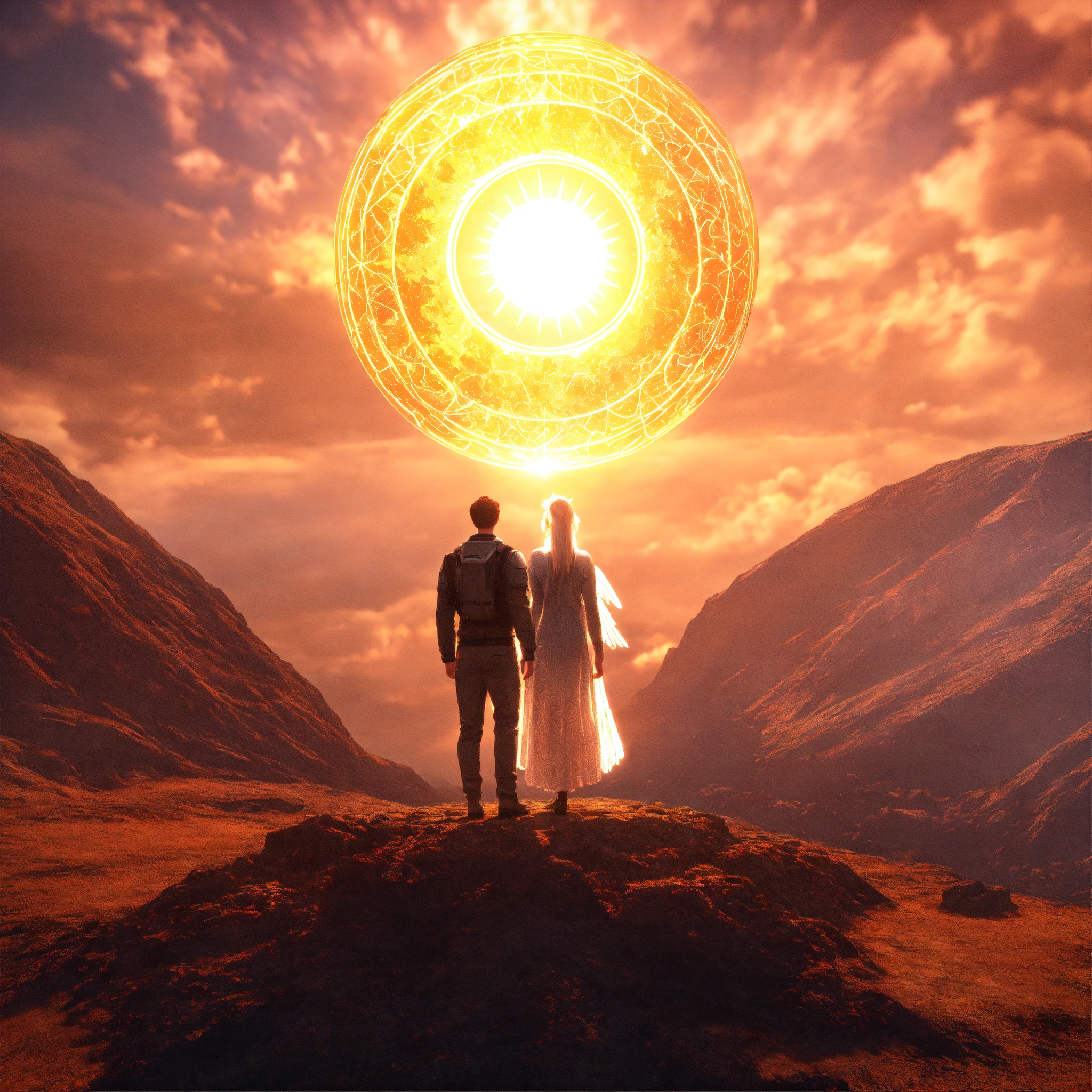 Lexica - Ethereal man angel and young ethereal woman angel, mountain ...