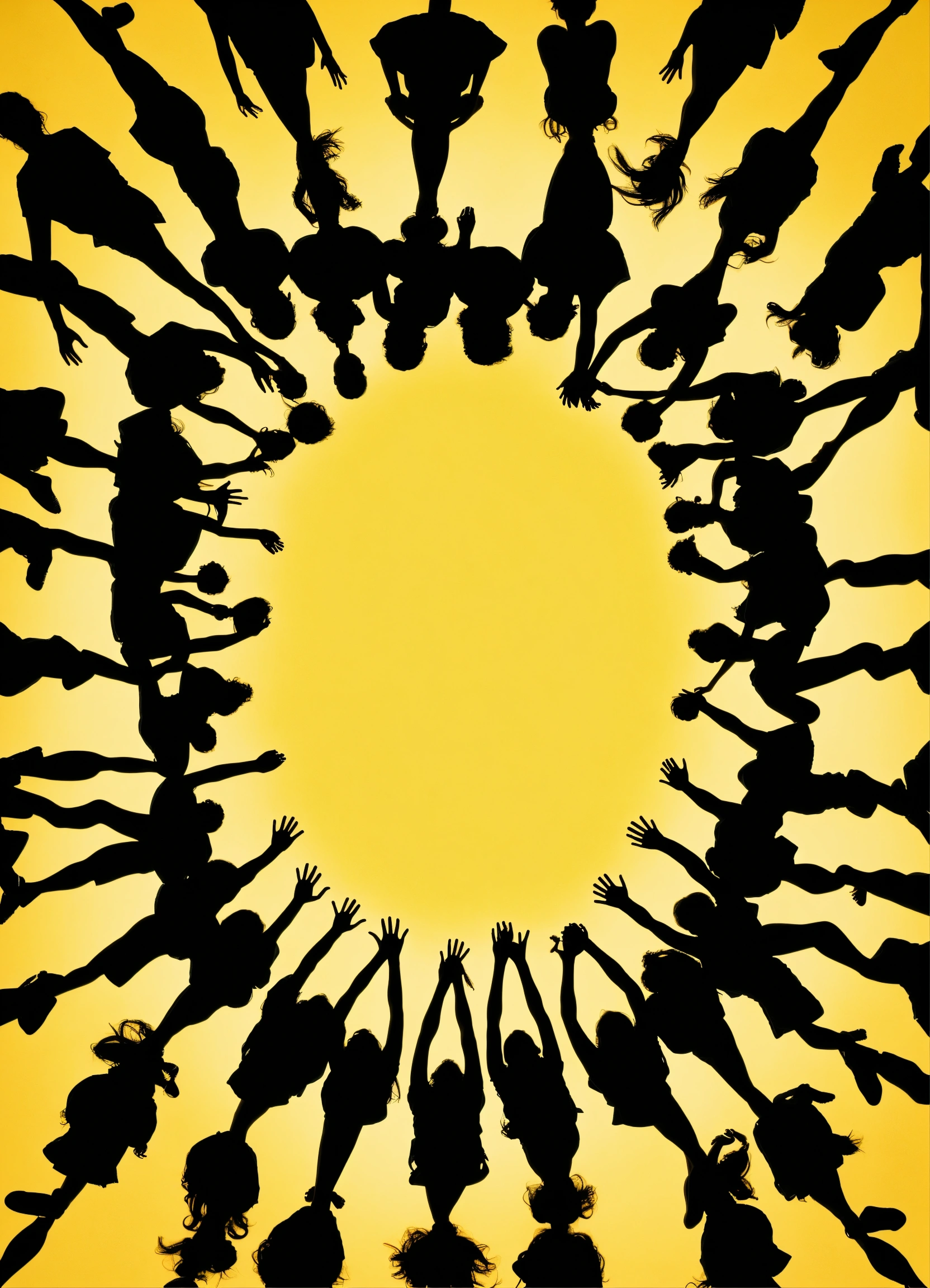 Lexica - A circle of random female silhouettes, embracing each other ...