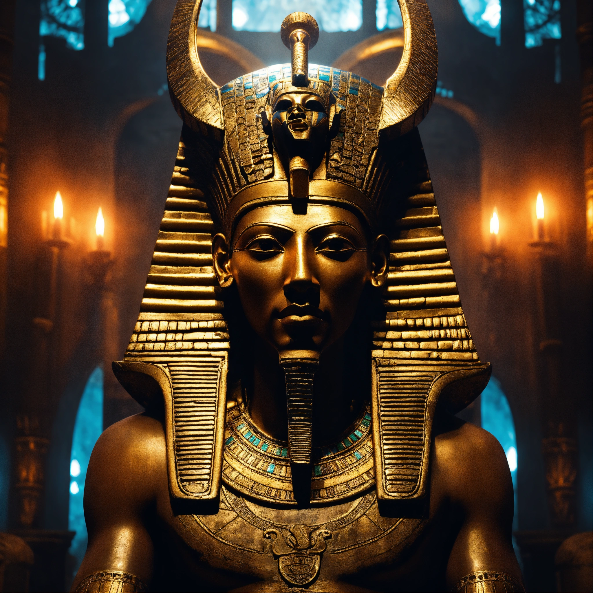 Lexica - Dark Fantasy head portrait of an evil ancient Egyptian god in ...
