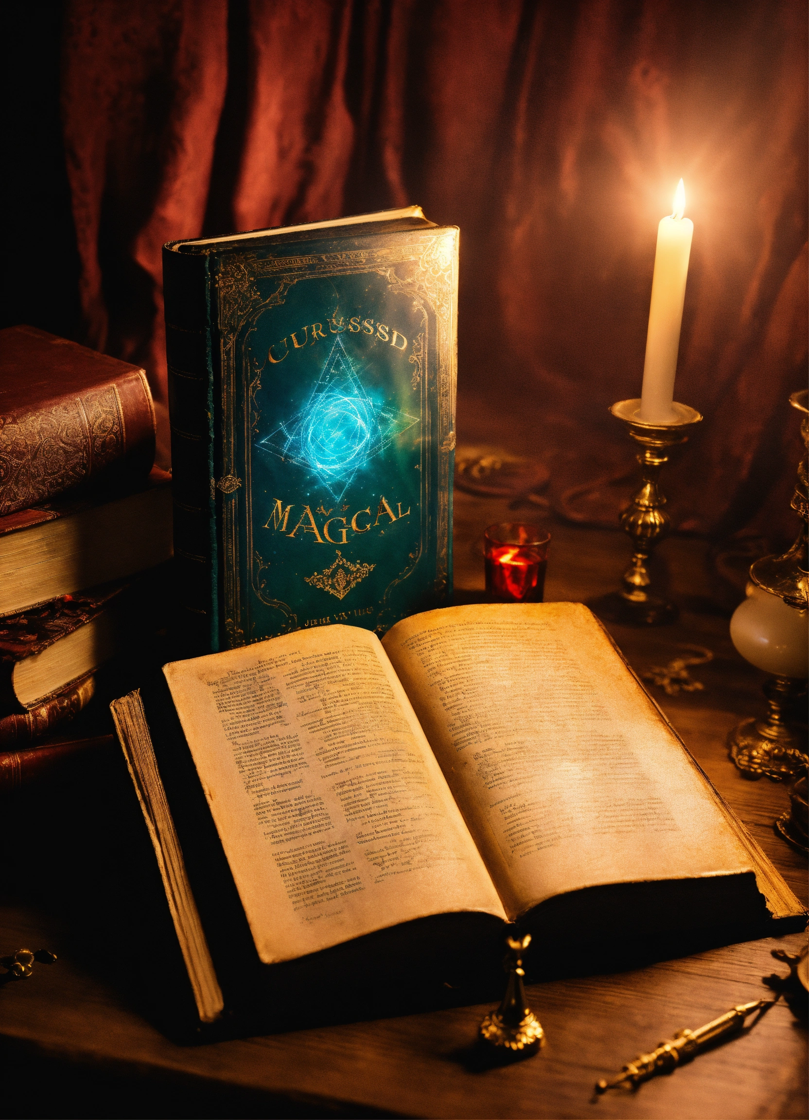 Lexica - A cursed magical book laying on a table, cursed vibes, evil ...