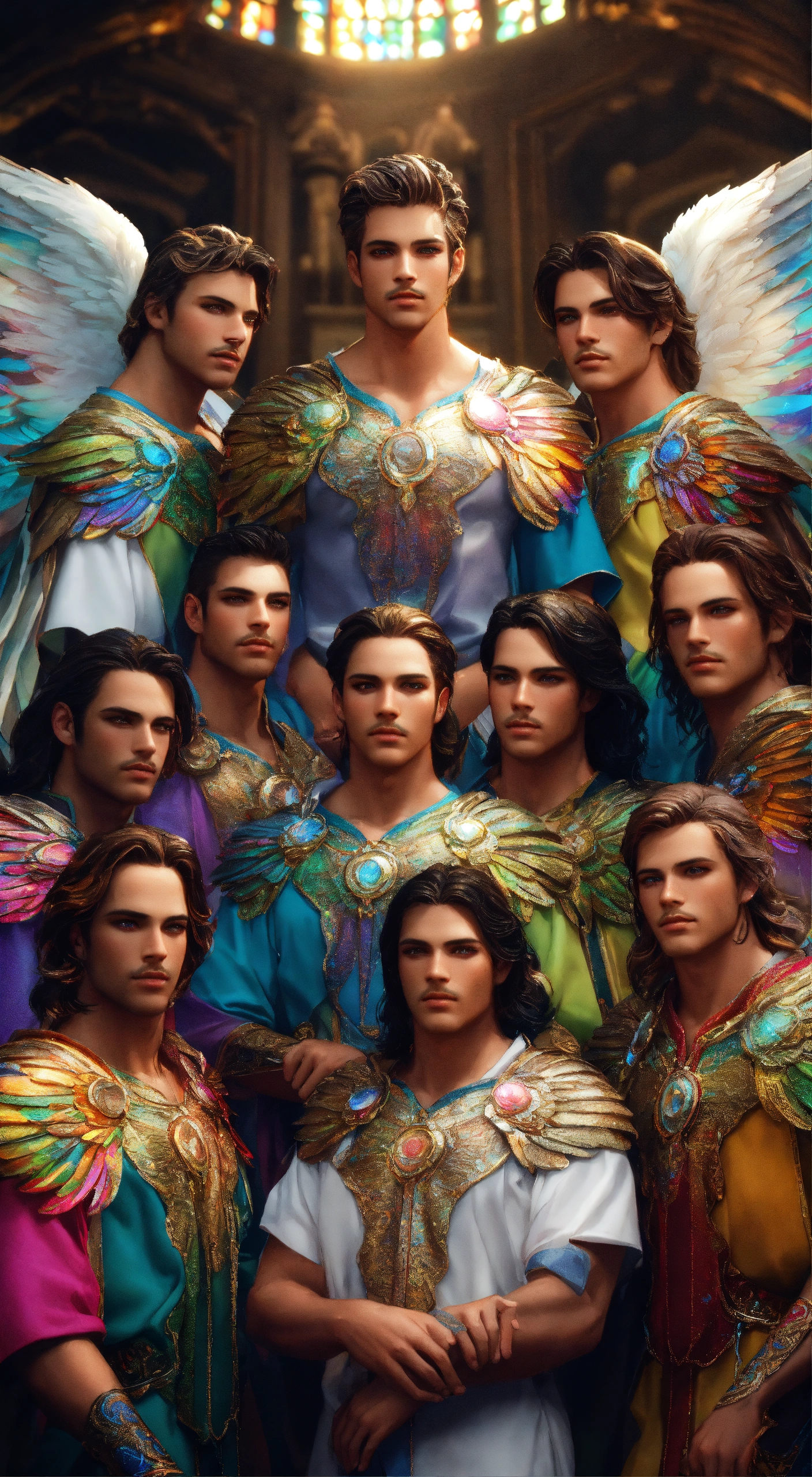 Lexica - Group of 7 beautiful and perfect male Angels, detailed and ...