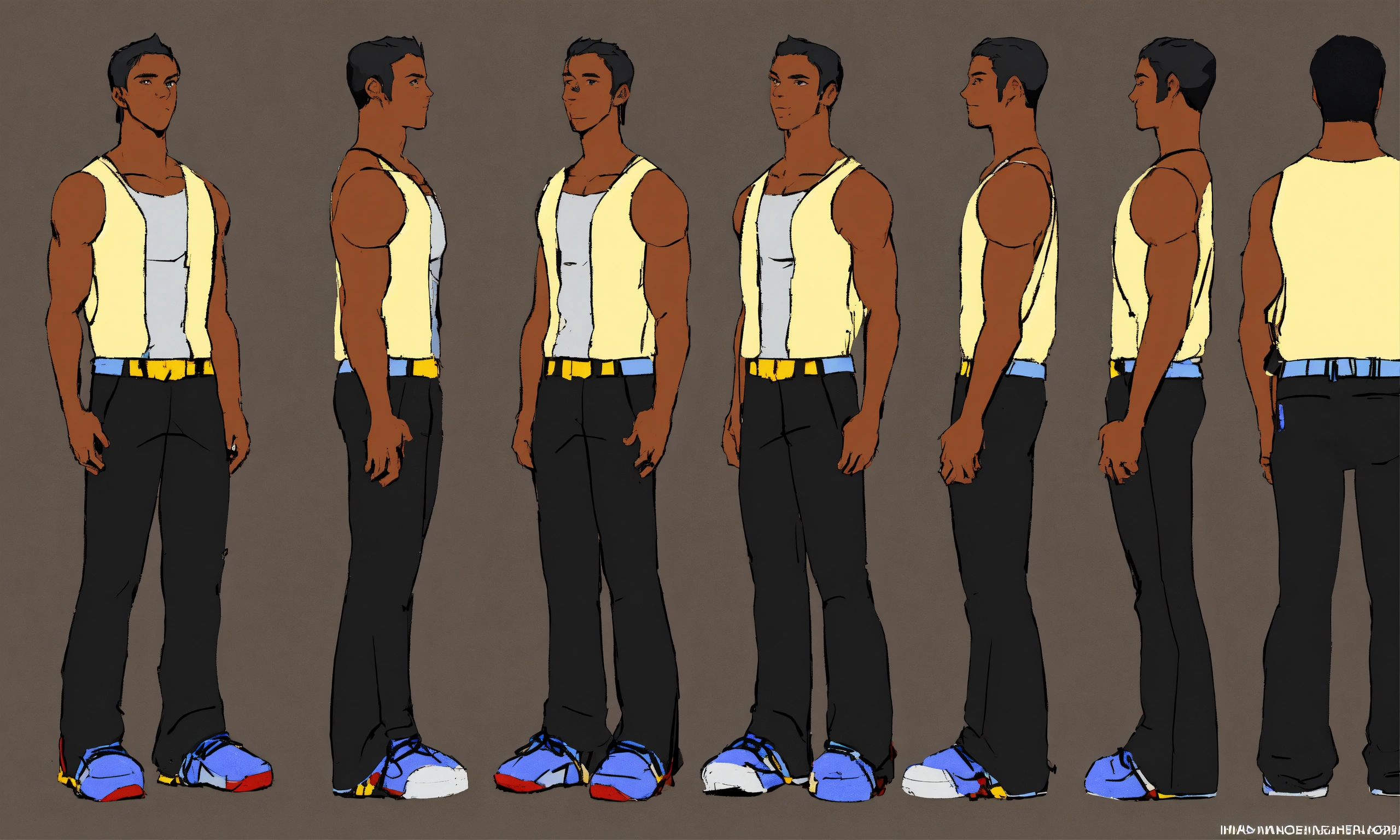 Lexica - Man, cute, black, cartoon, character sheet, full body ...