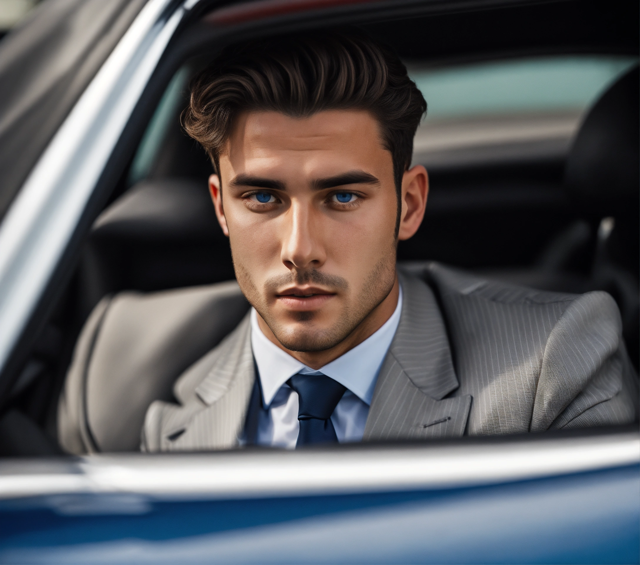 Lexica - A young Italian male sportsman in light grey pinstripe double ...