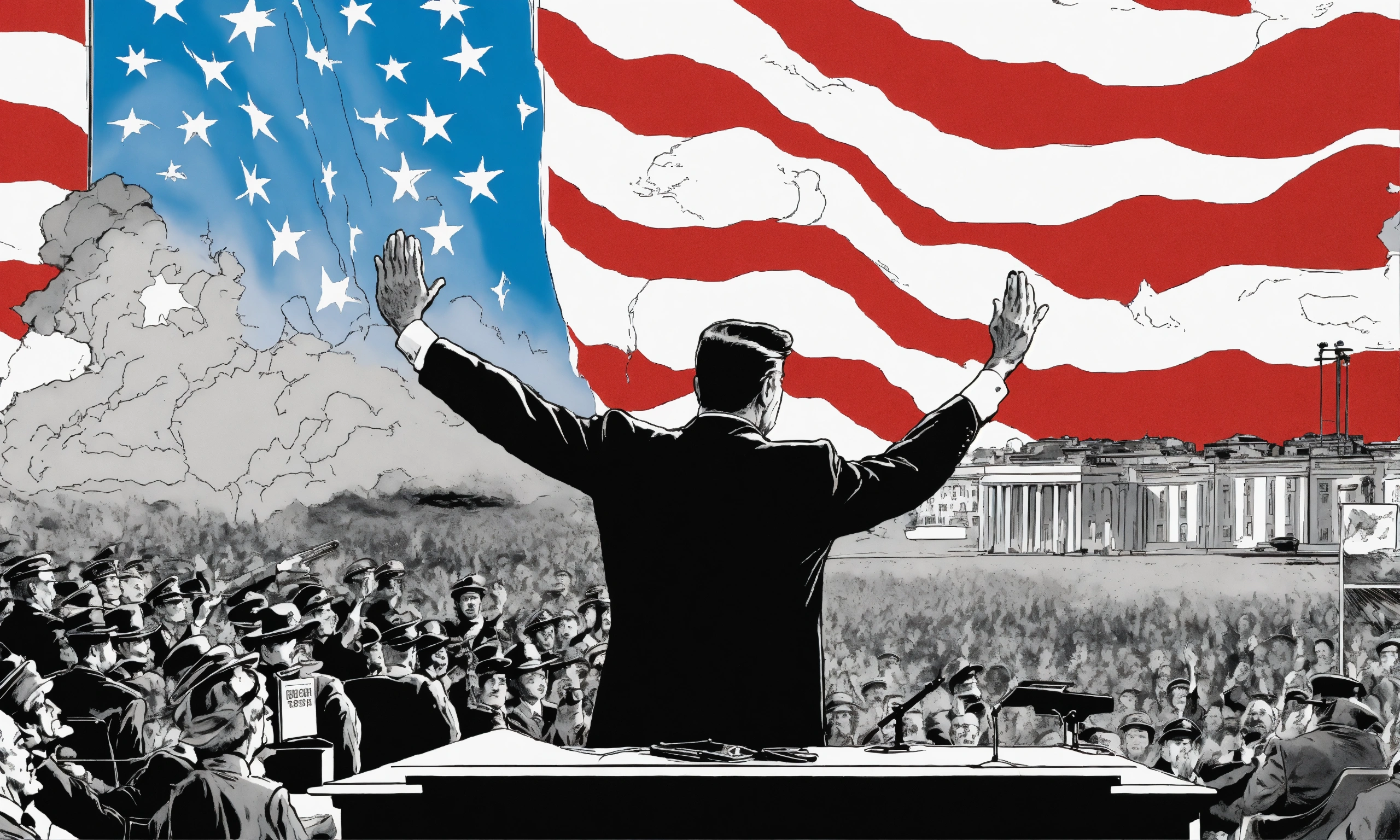 Lexica - President Reagan raising his hand passionately giving a speech ...