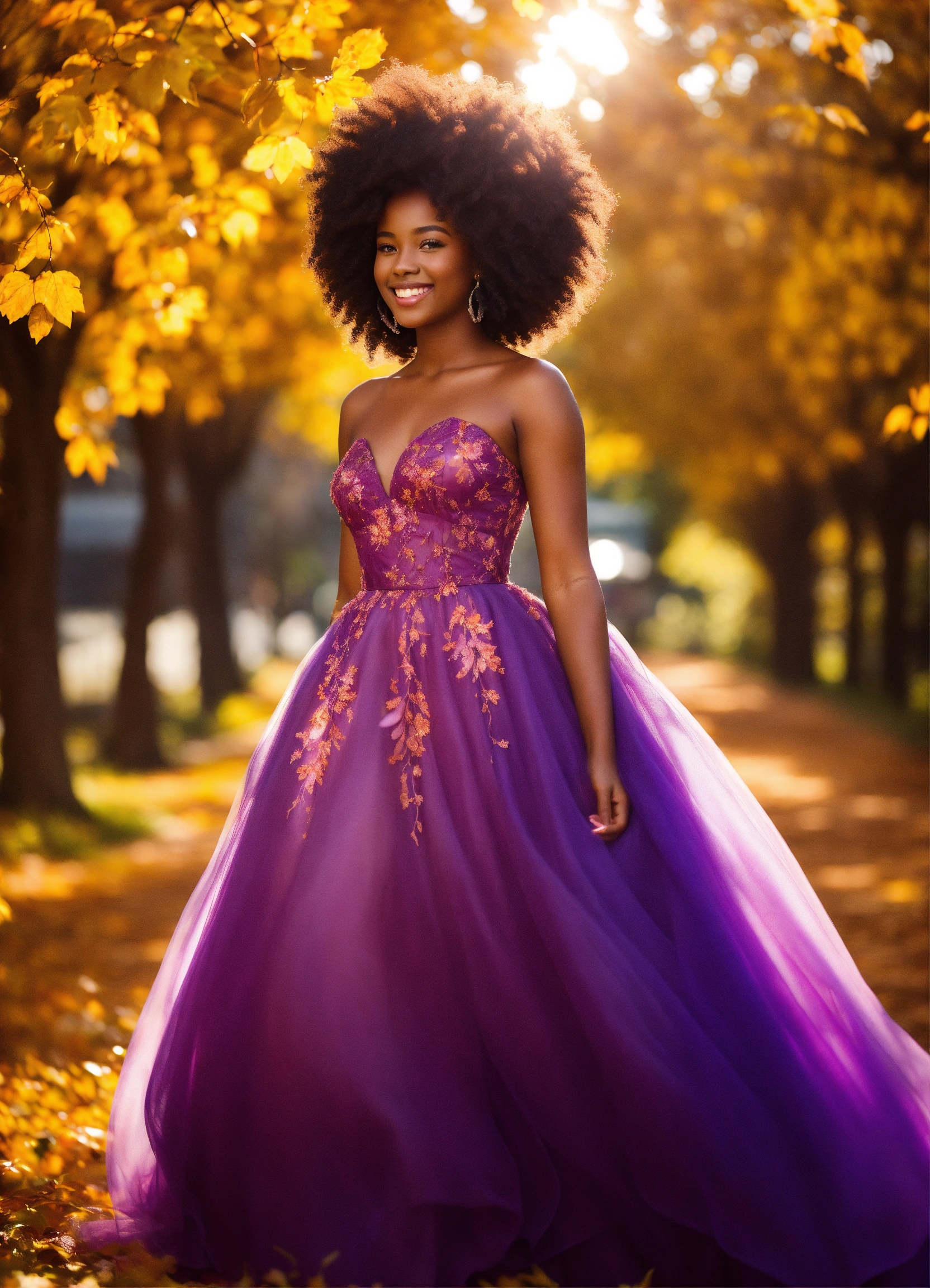 Lexica - Beautiful Black woman, smiling, Bright, afro hair with loose ...