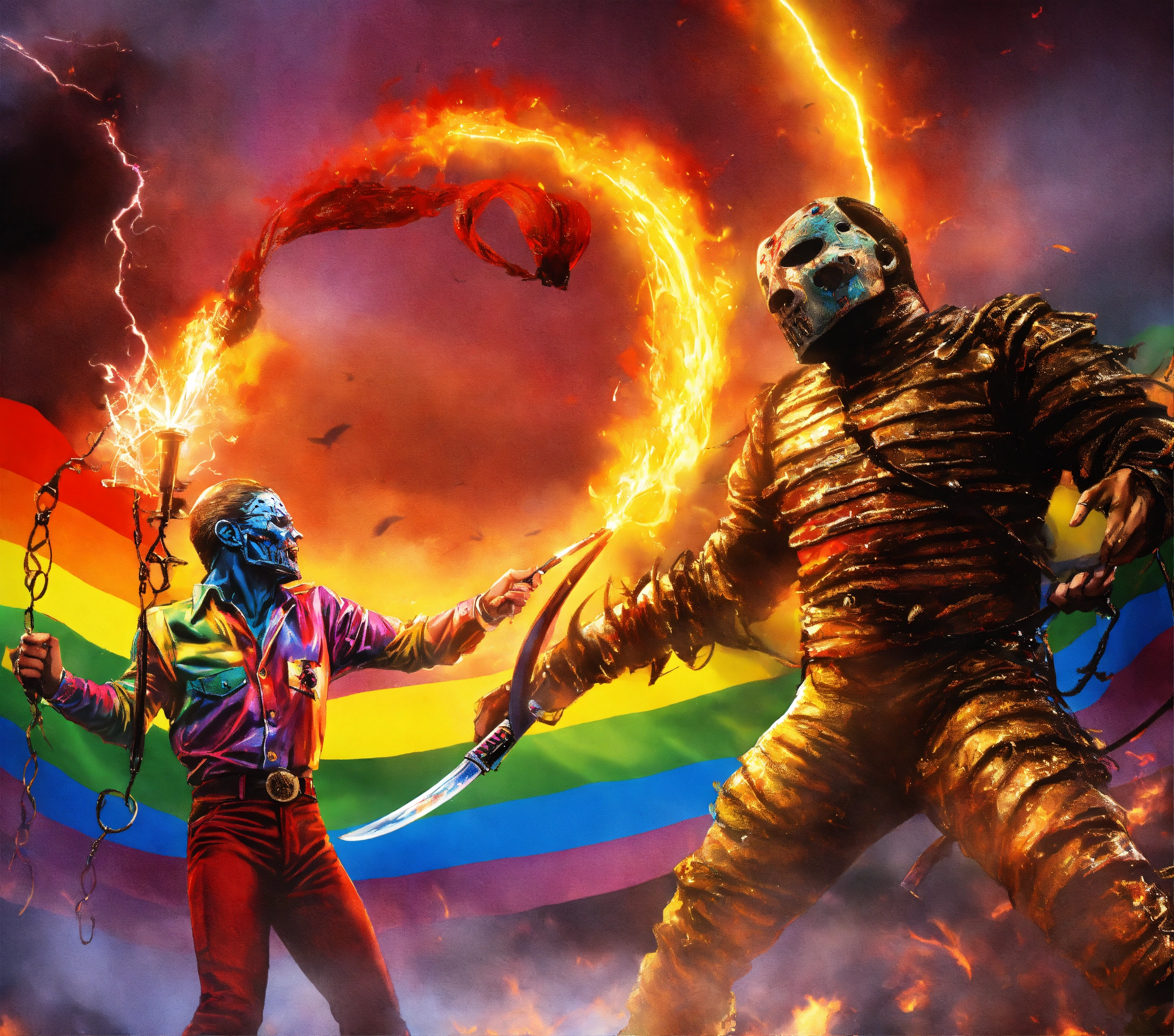 Lexica - Nightmare on elm st freddie vs Jason god rainbow thunder