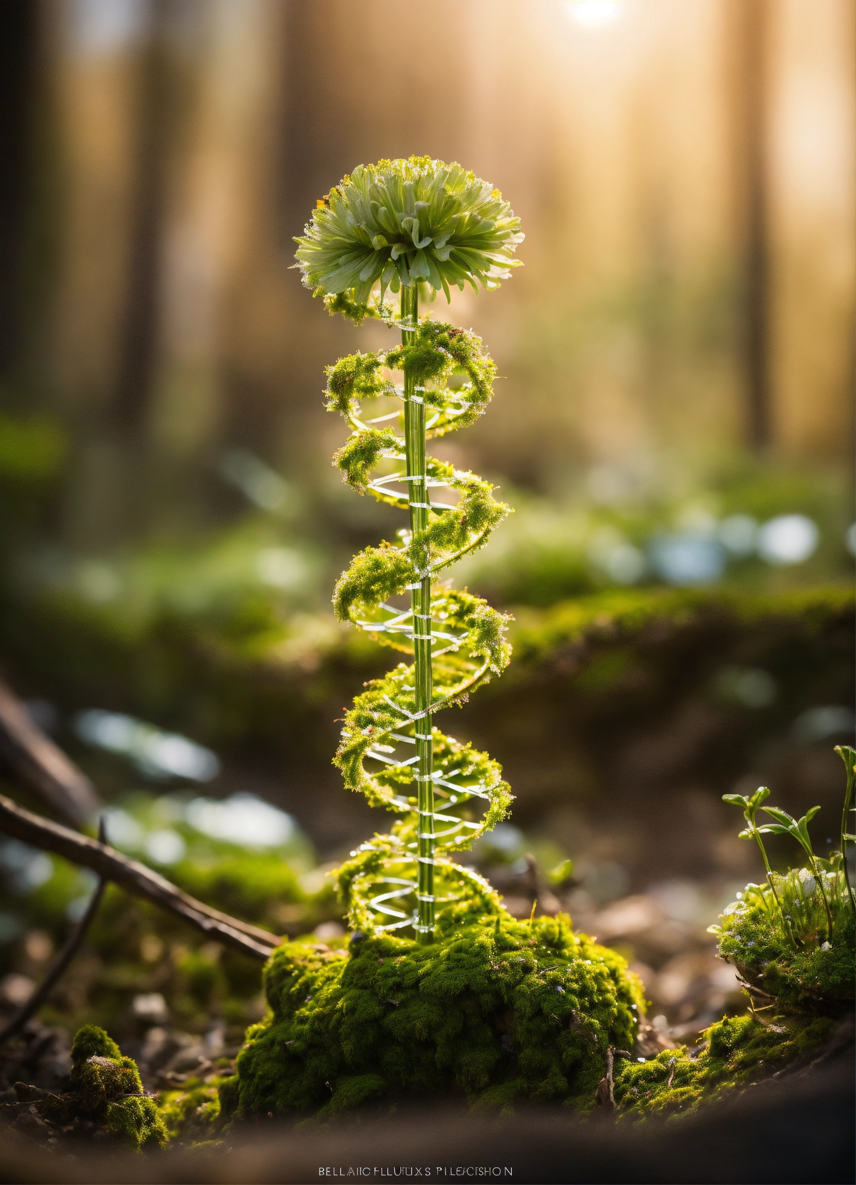 Lexica - Clear interlocking dna strand helix with moss stems inside ...