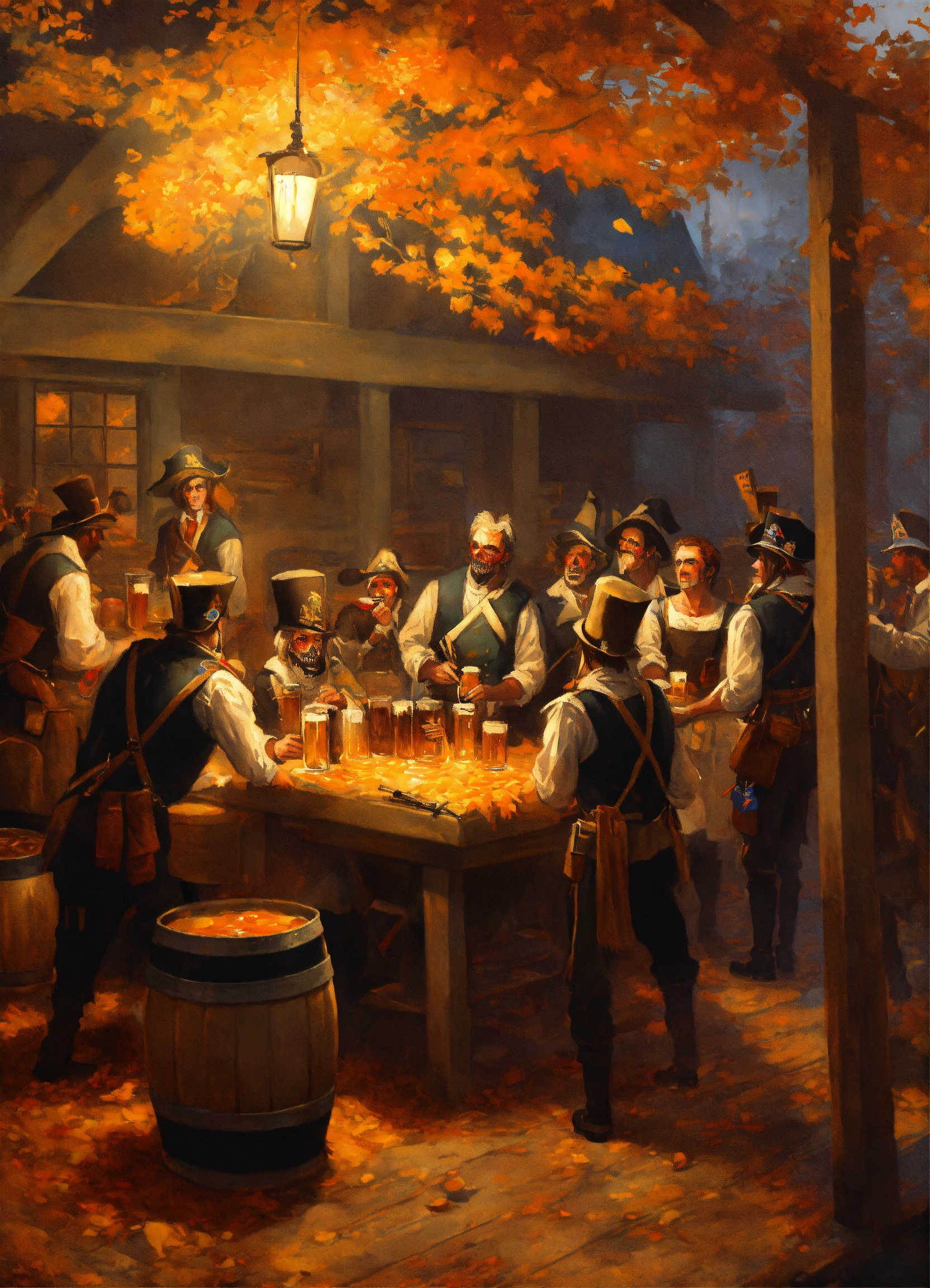 Lexica - Painting of a brewery, with beer, at a halloween party with ...