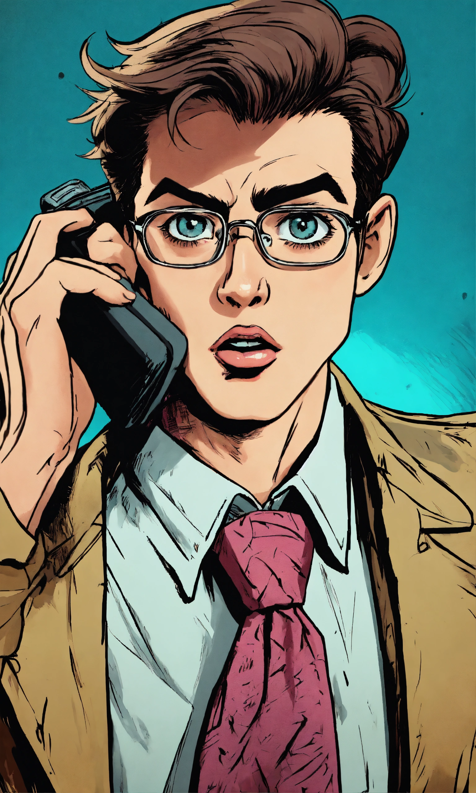 Lexica - A hysteric news reporter, with exaggerated features and a ...