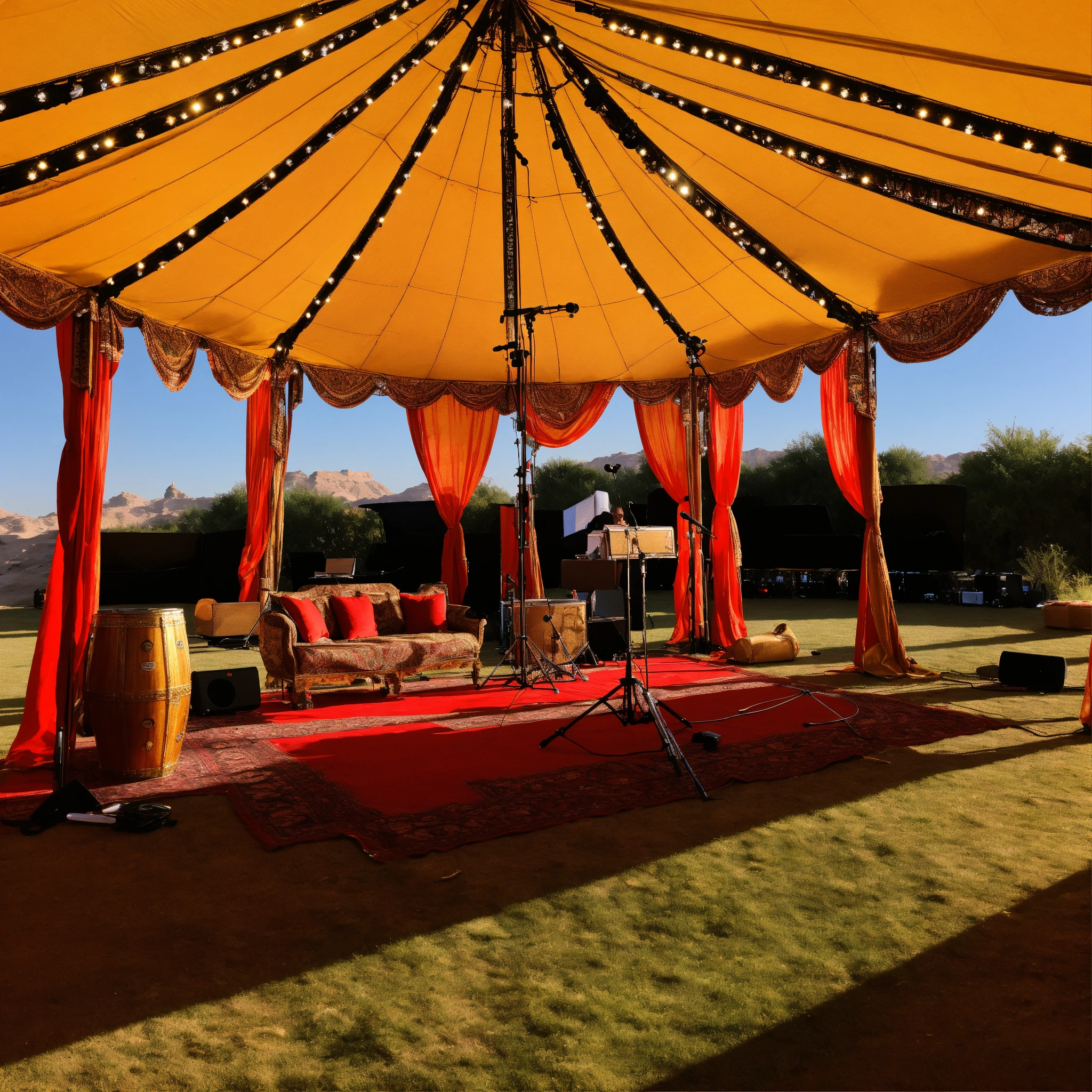 Lexica - Arabian tent themed outdoor concert stage with live music bands