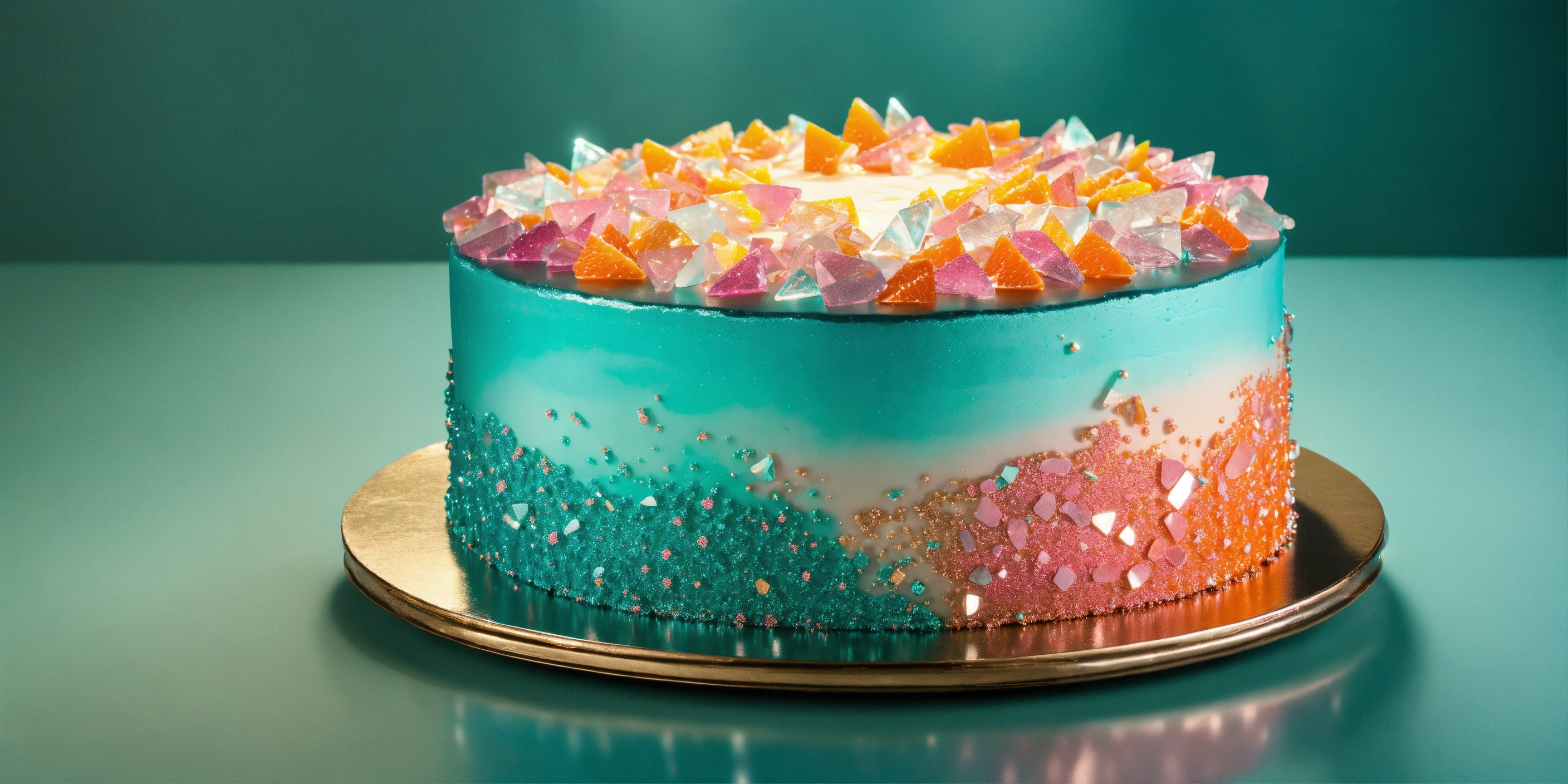 Lexica - Cake made of sparkling diamond glass fragments in deep ...