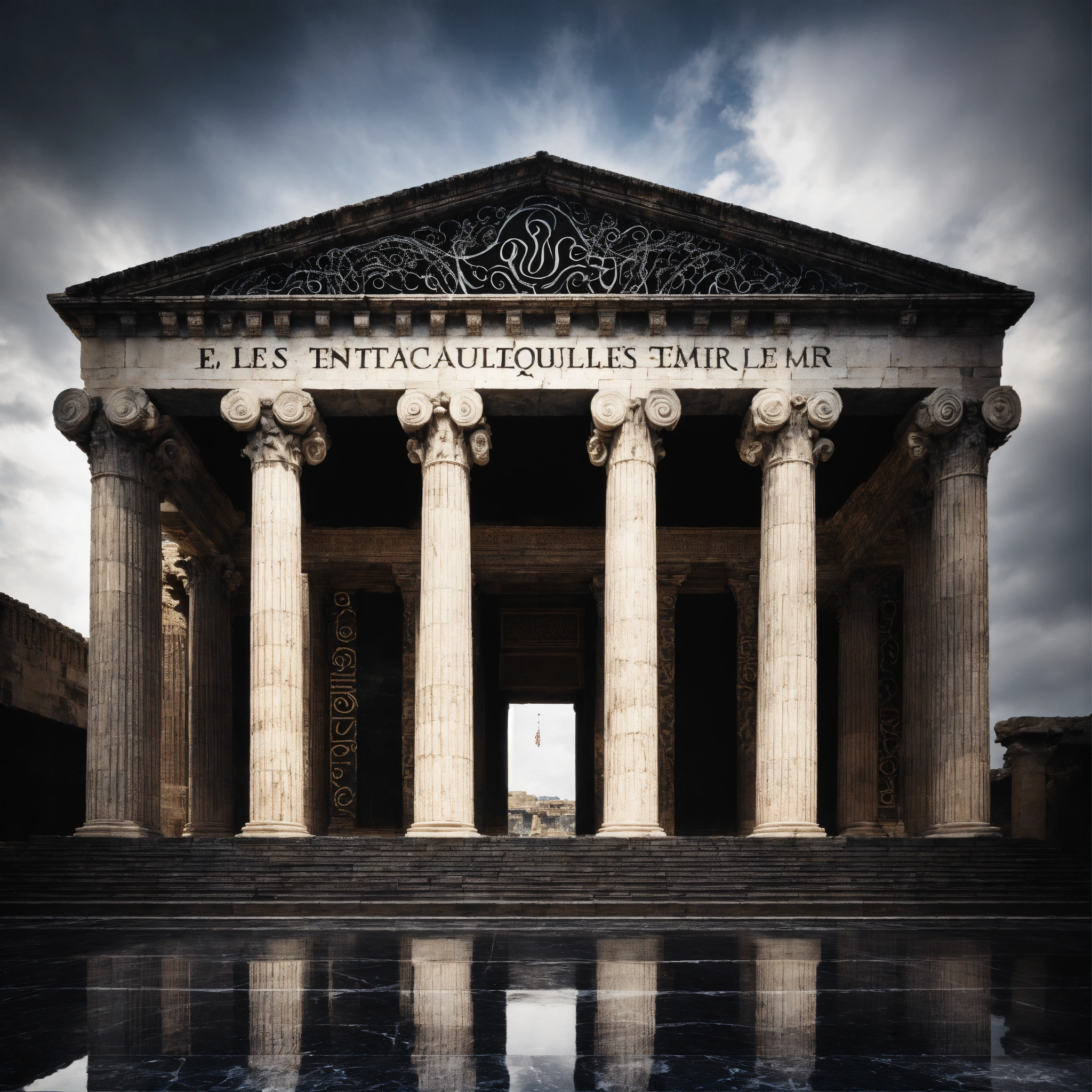 Lexica - Ultrarealistic black marble written ''Les Tentacules'' on ...