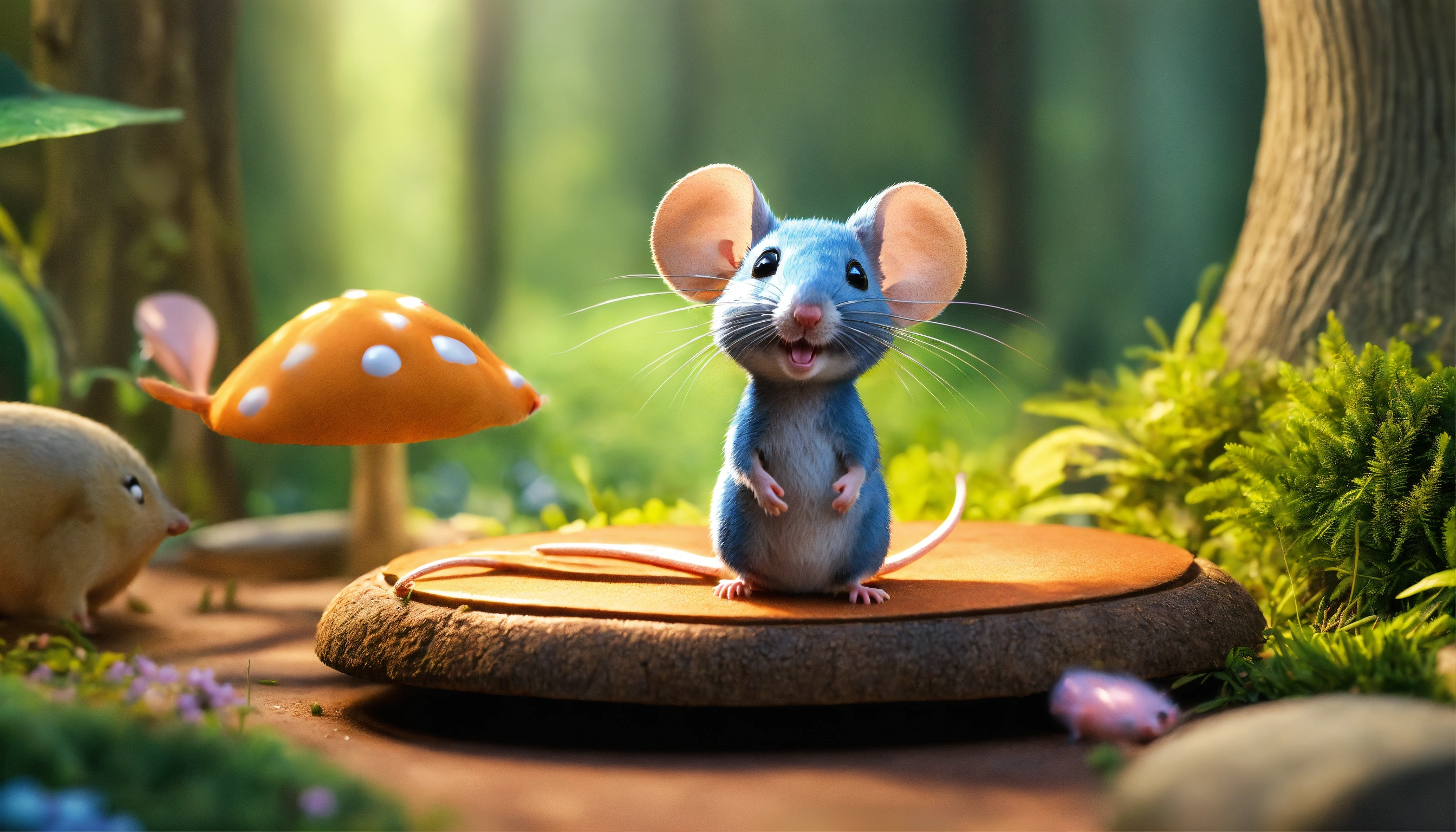 Lexica - "Visualize the mouse playfully teasing other forest animals ...