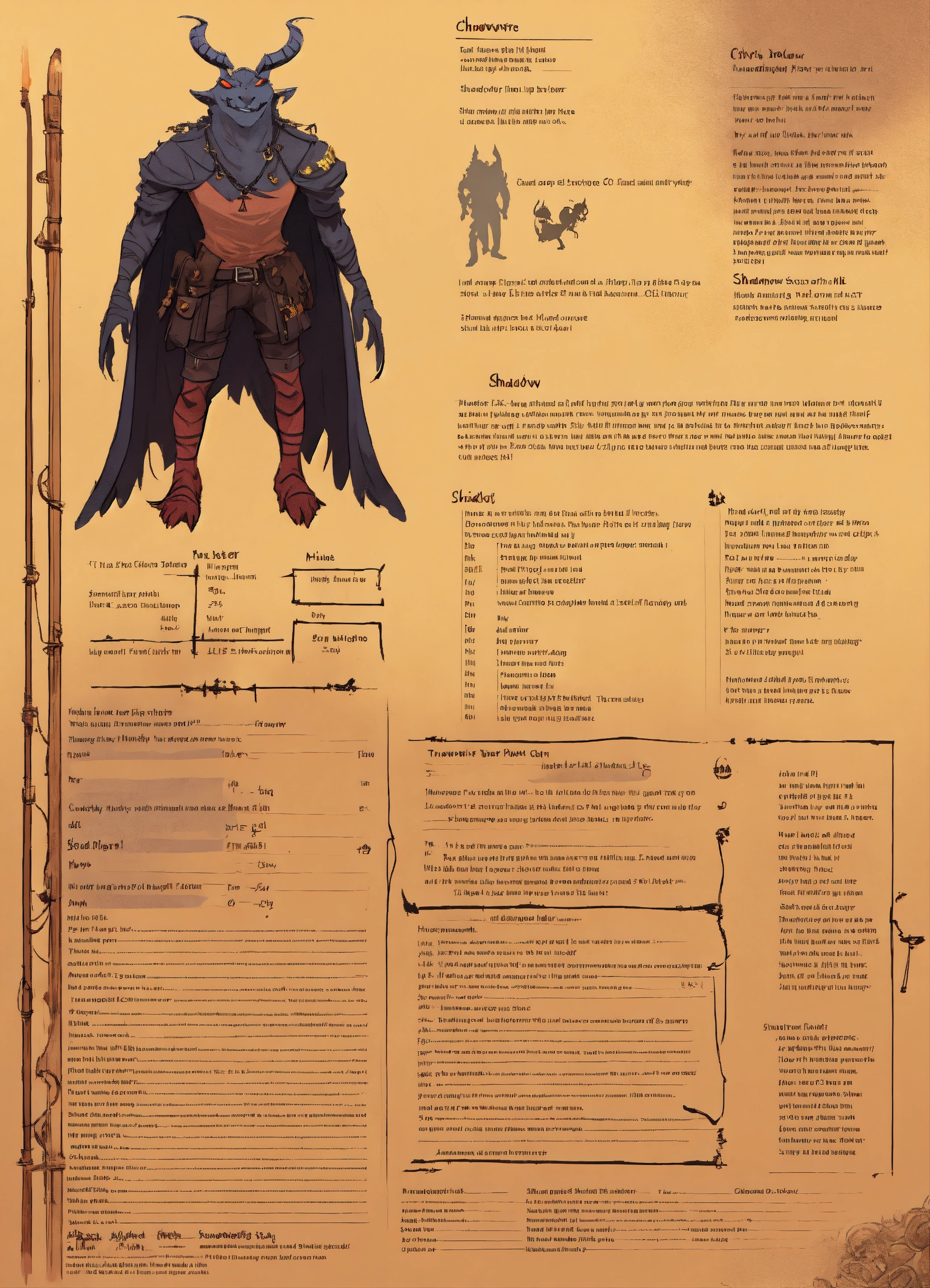 Lexica - Shadowy creature character sheet
