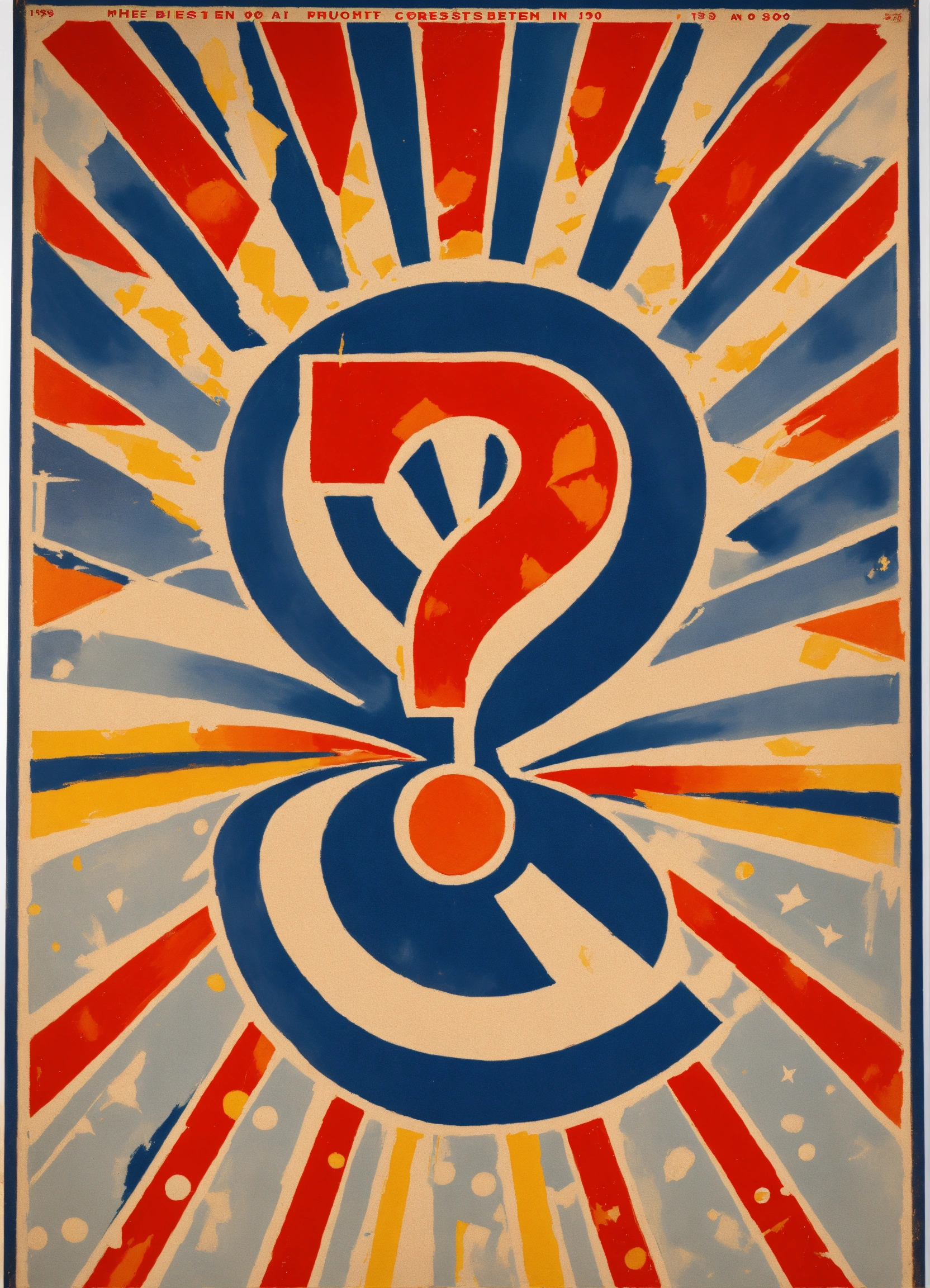 Lexica - 1930s circus poster of a question mark, starburst behind ...