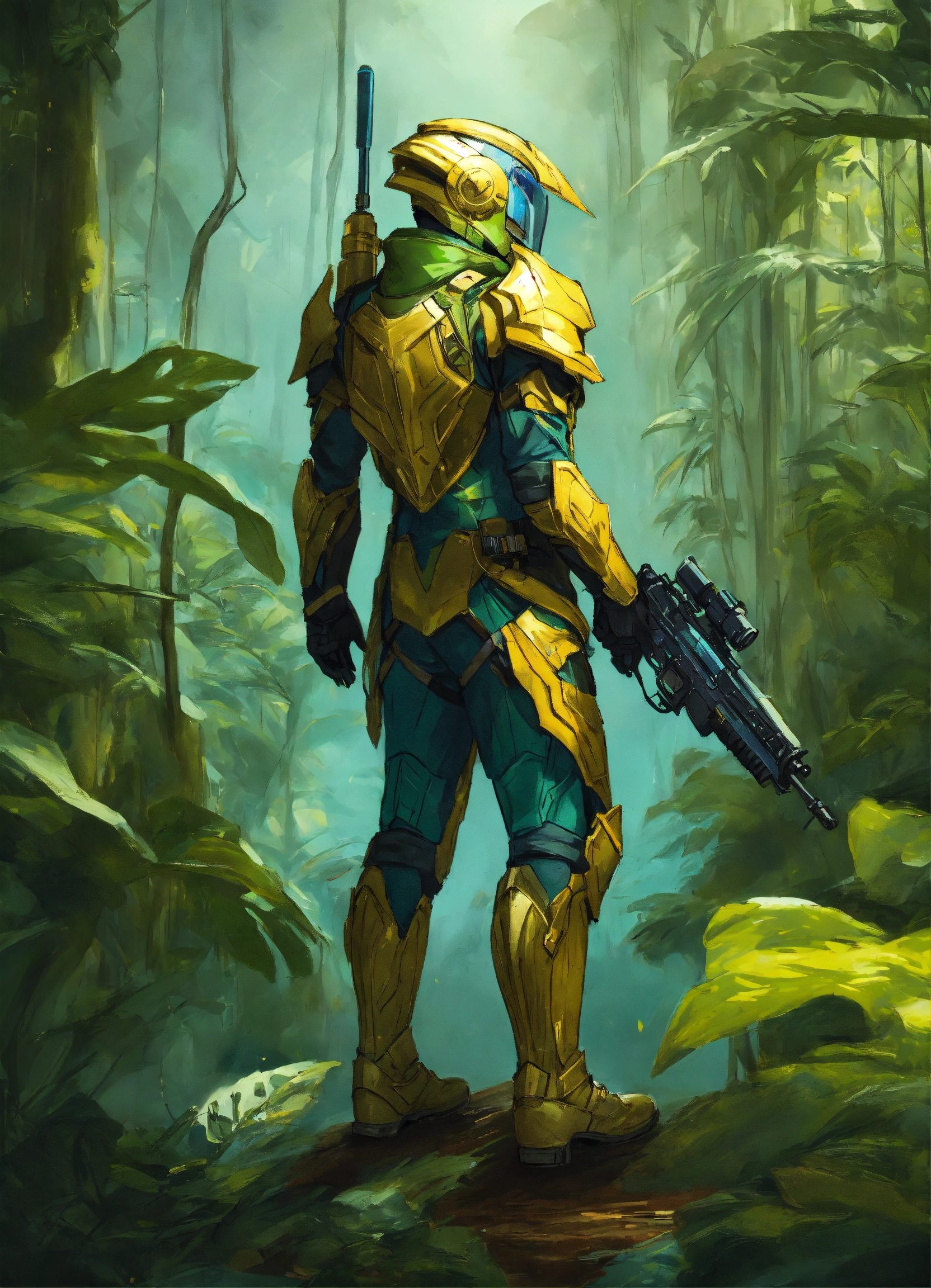 Lexica - Epic drawing of a full body of a high elf sci fi soldier ...