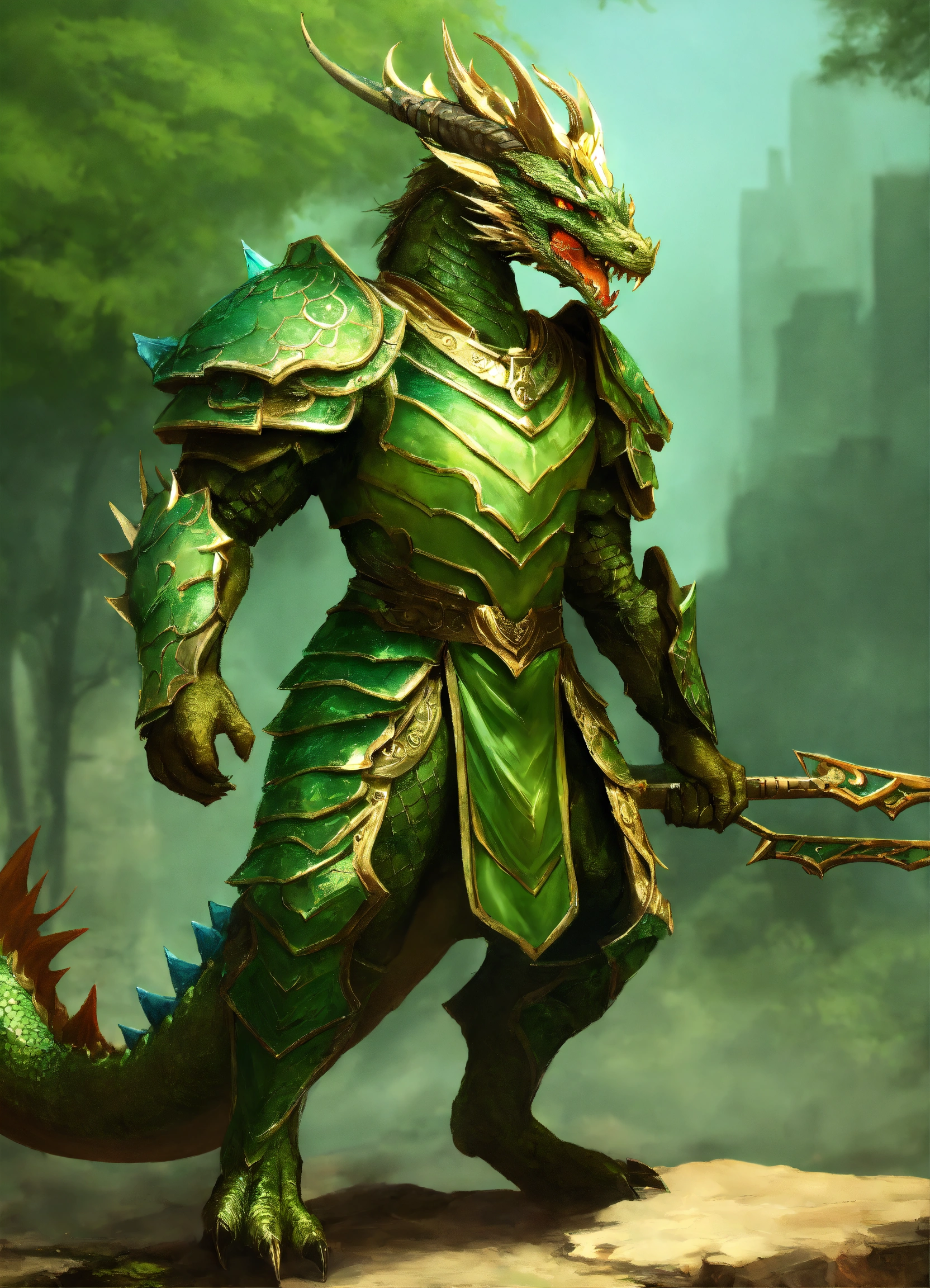 Lexica - Humanoid dragon hybrid creatures jade soldier