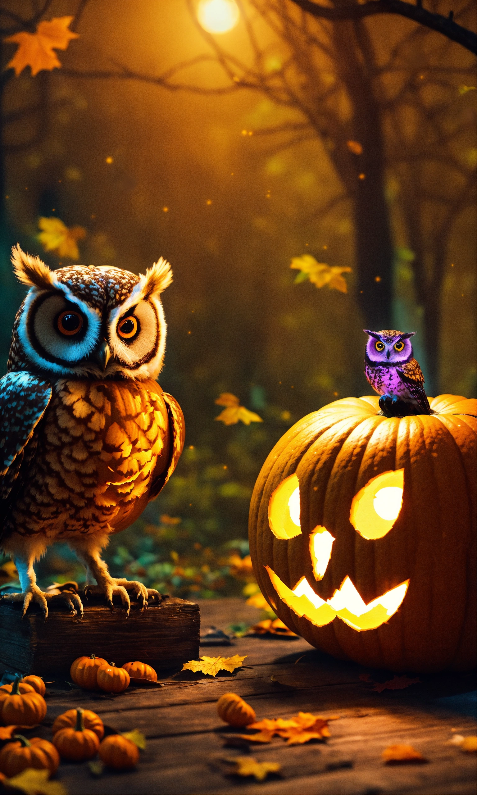 Lexica - A mysterious Halloween party with a pumpkin, magic wand, and owl.