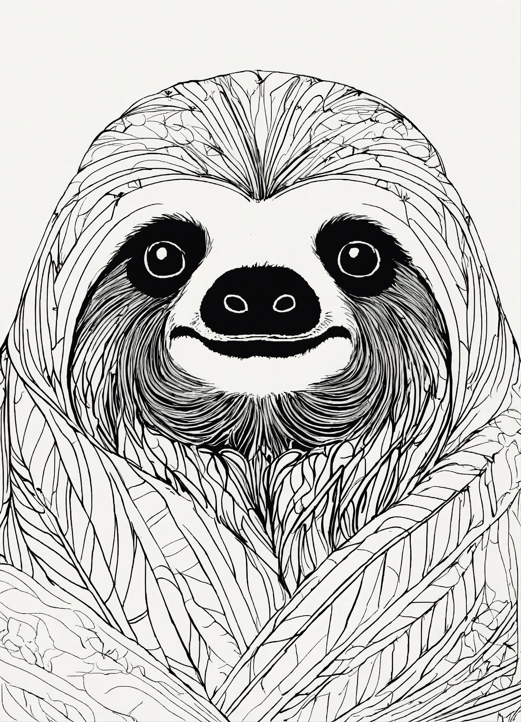 Lexica - Beautiful detailed sloth portrait, one line drawing, bold ...