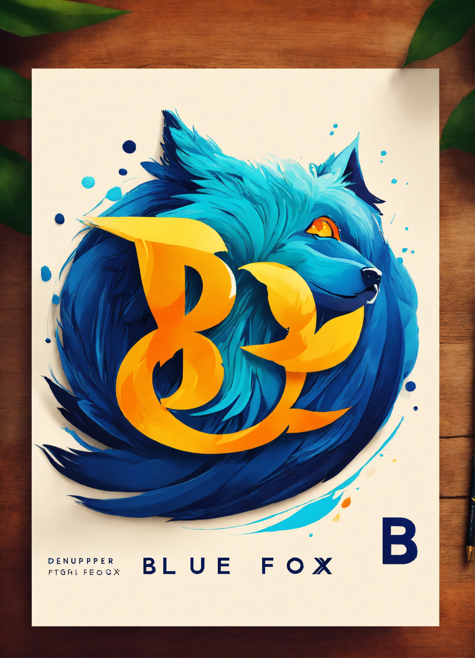Lexica - A stunning illustration logo for an design company, called blue fox design denuppercase ...