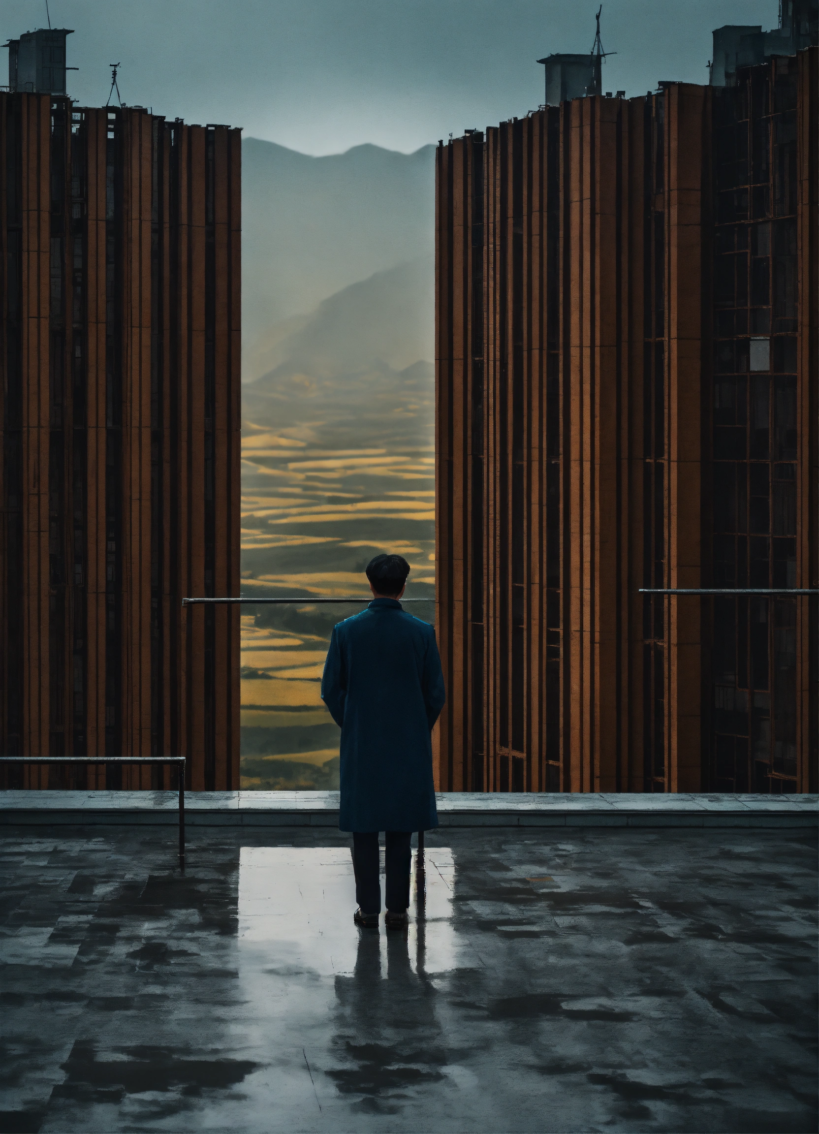 Lexica - Some people look over tall building windows, in the style of ...