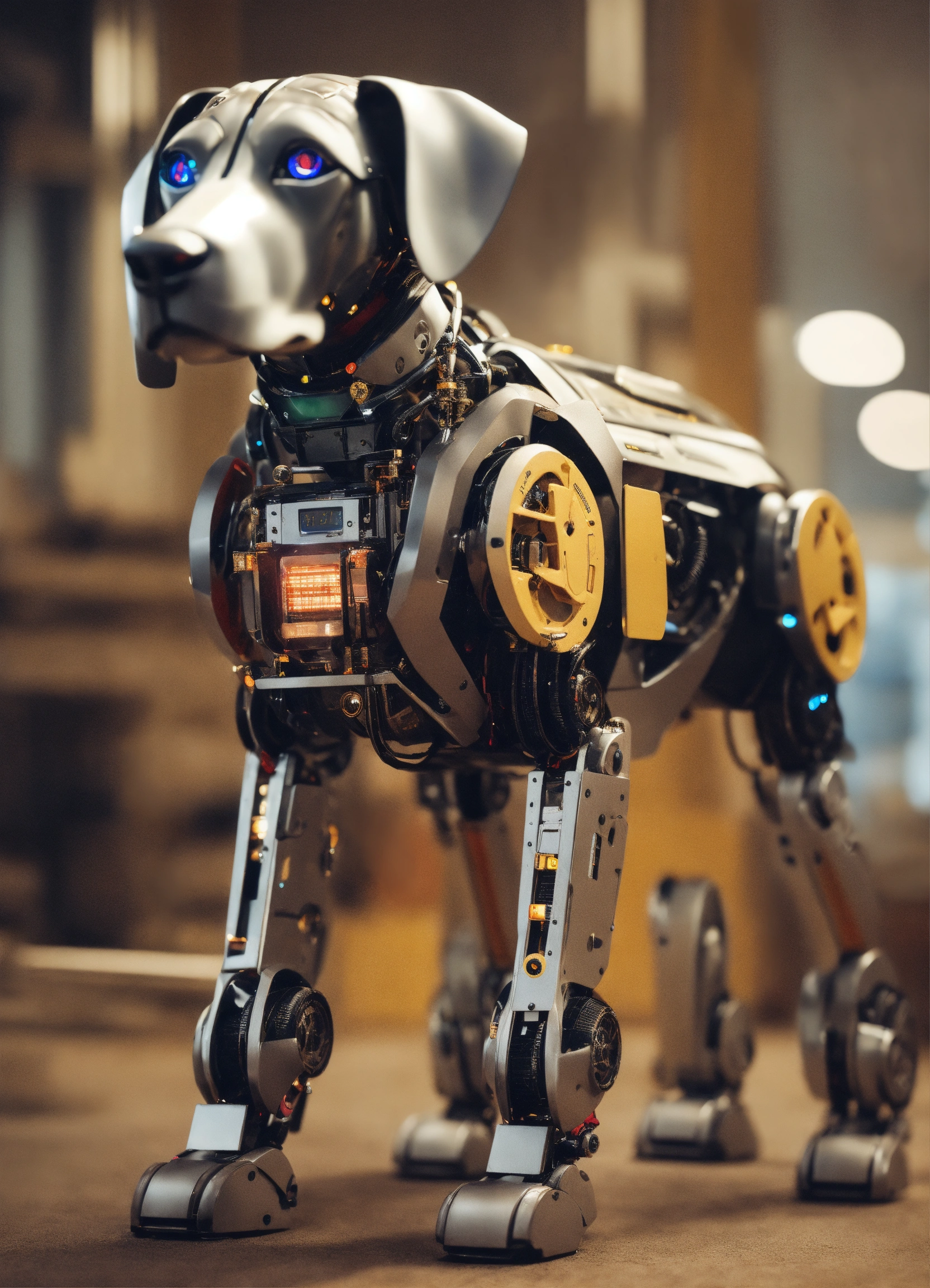 Lexica - A collage realistic robot dog with long floppy ears