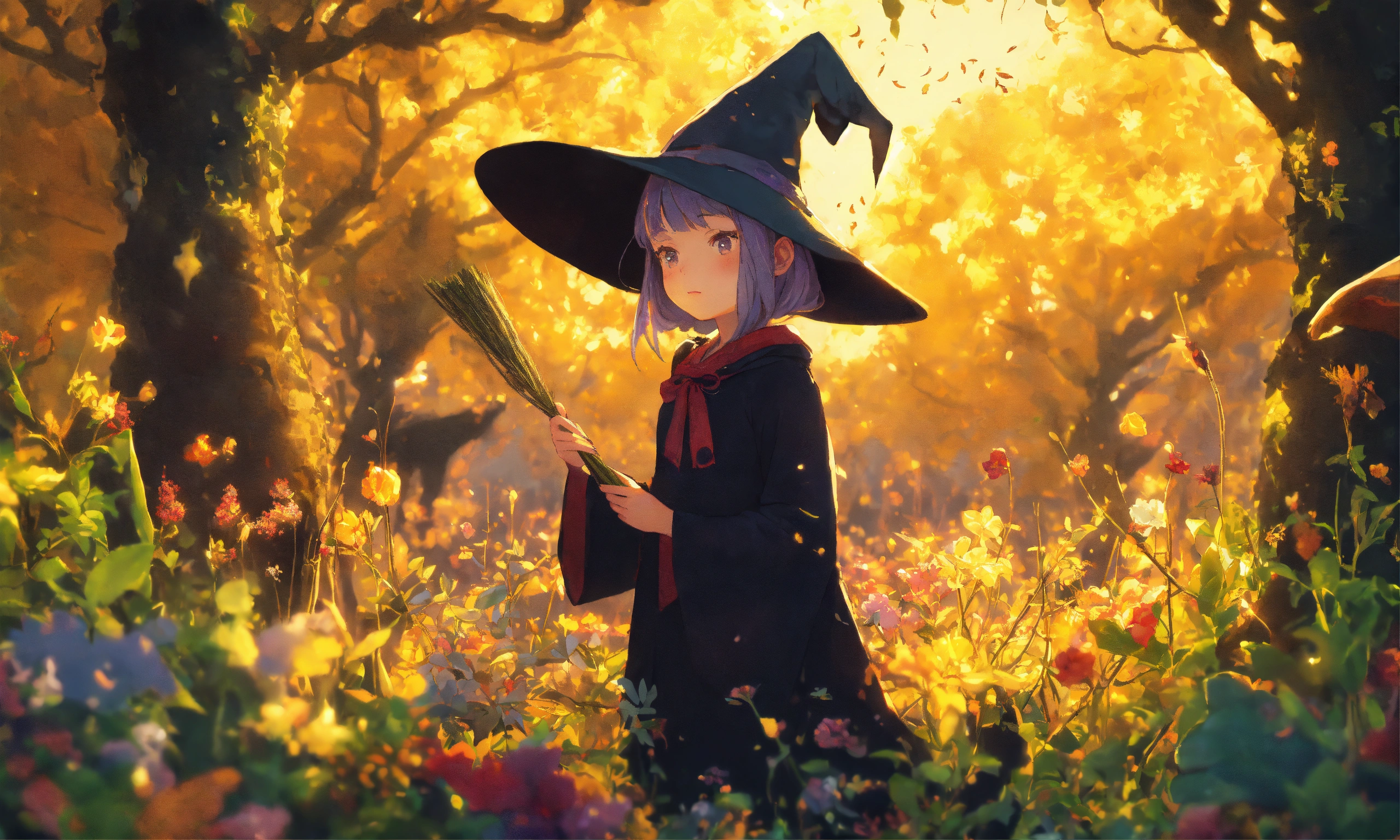 Lexica - A cute witch girl picking herbs in a magical garden by Nihei ...