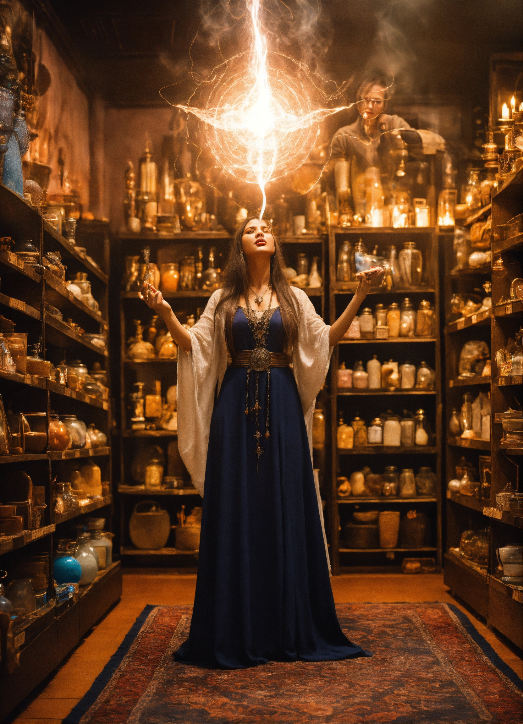 Lexica - Woman sorceress casting a powerful hypnosis spell on a modern ...