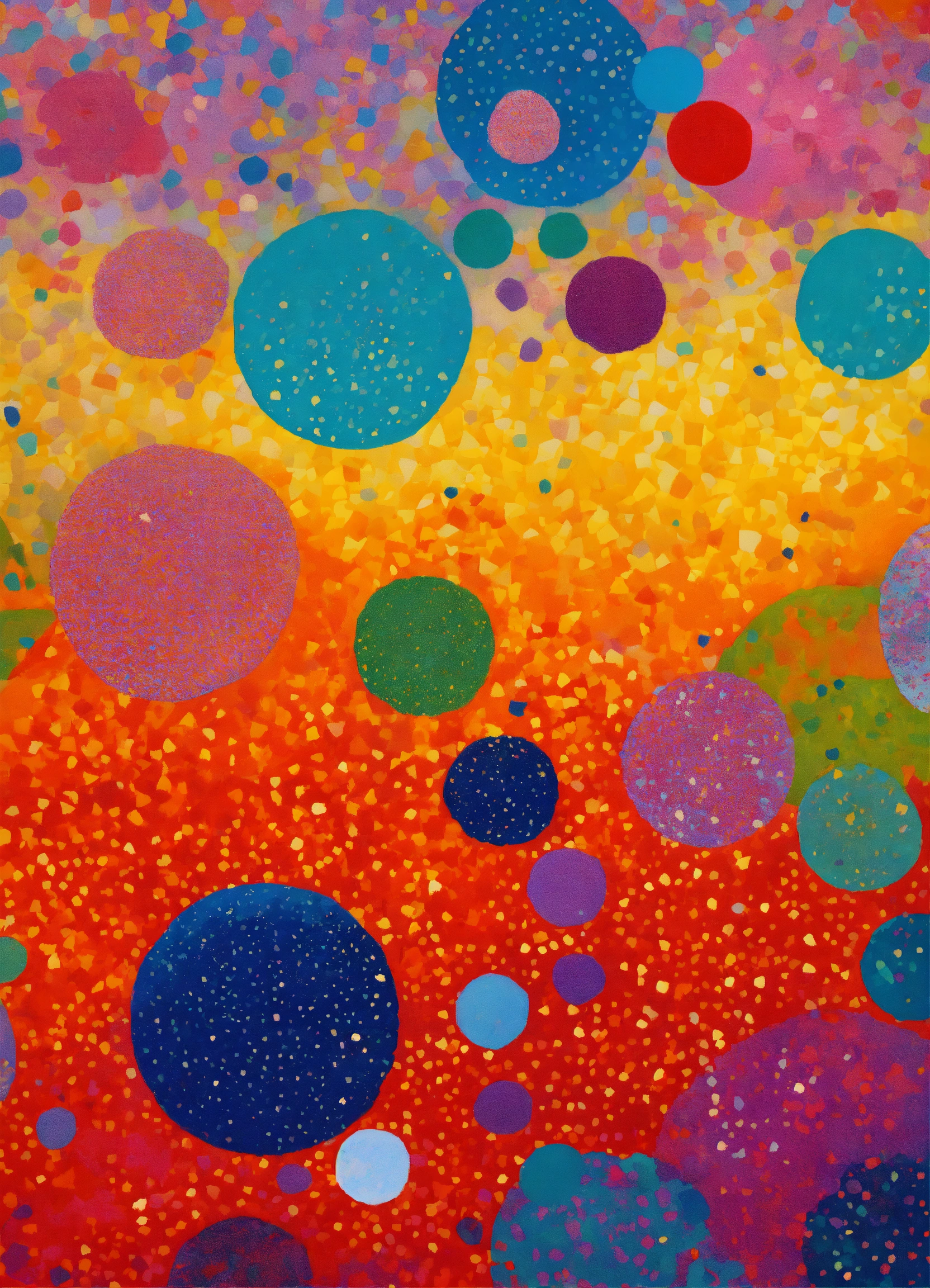Lexica - An illustration painting with bright colors of pointillism on ...