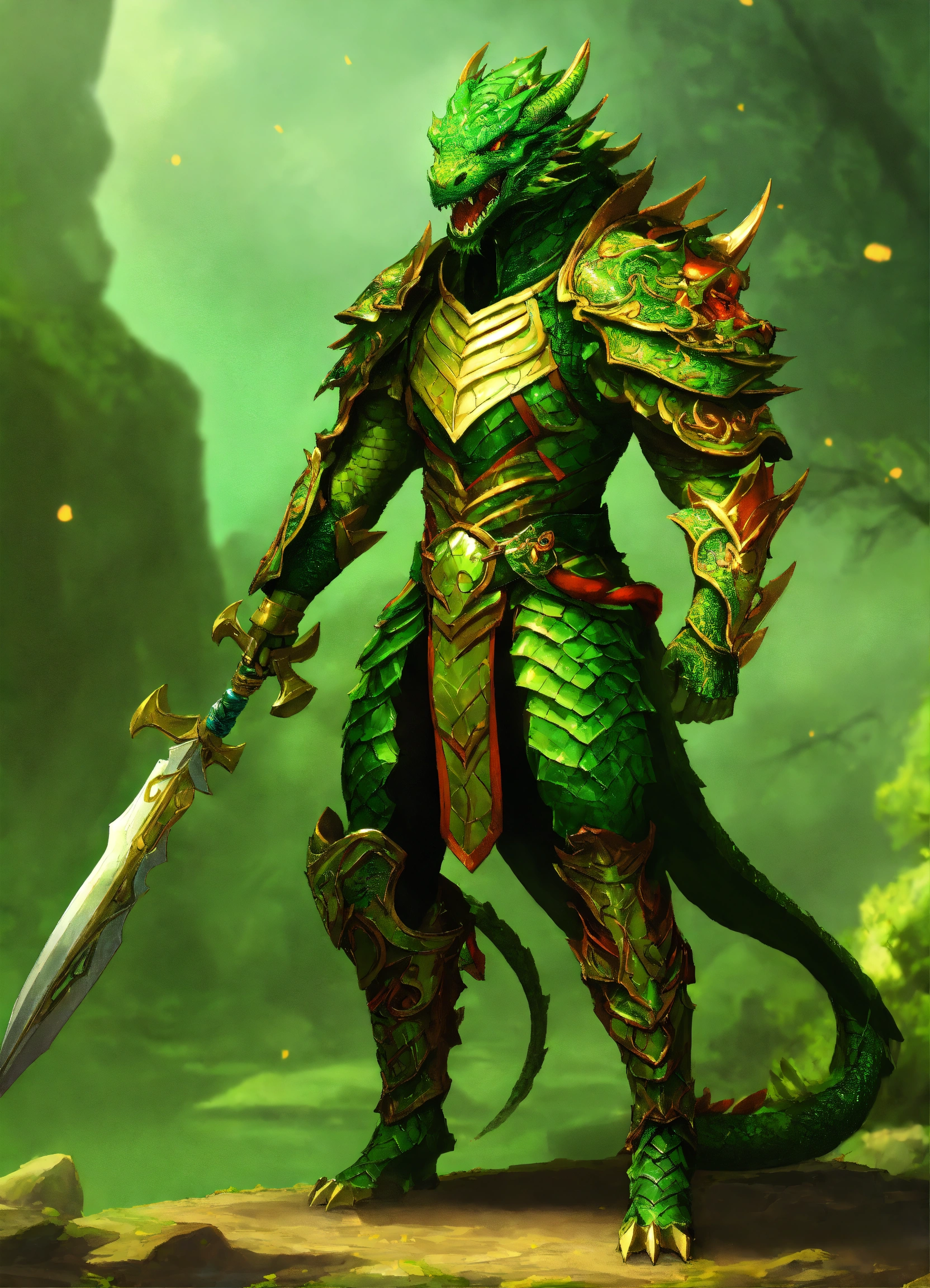 Lexica - Humanoid dragon hybrid creatures jade soldier