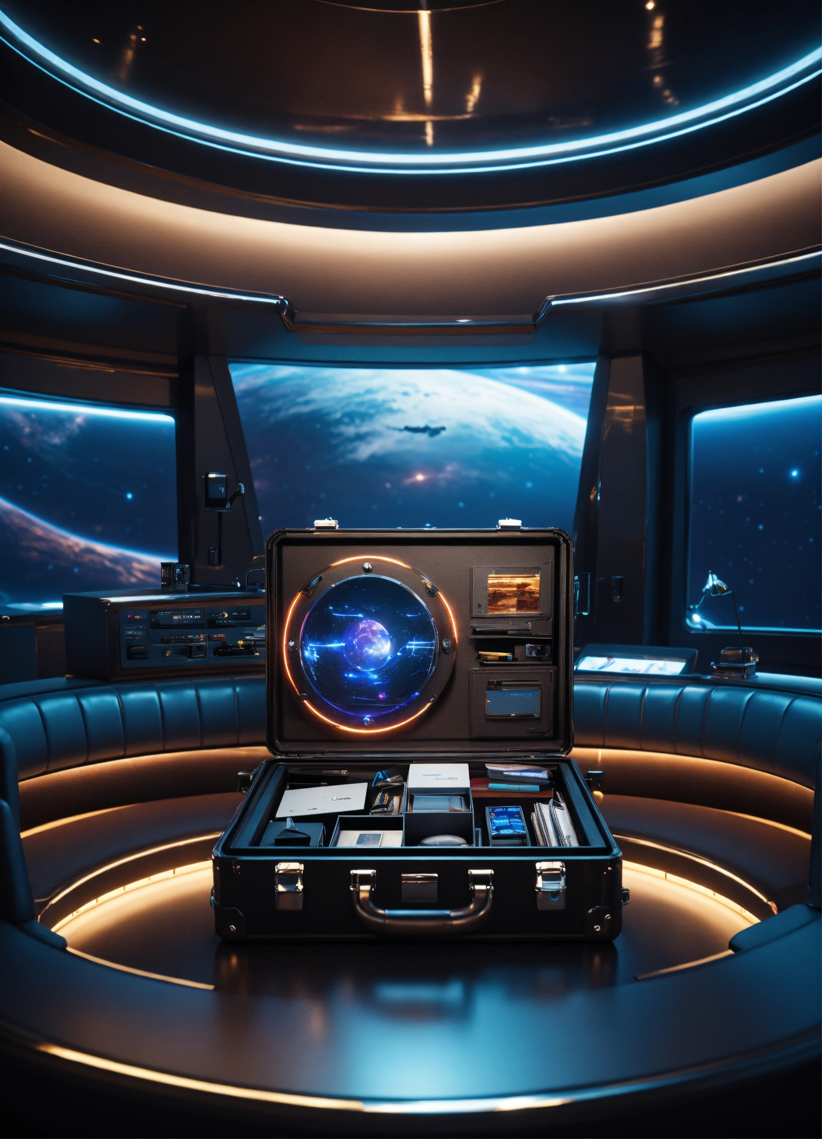 Lexica - VIew of a empty hi tech titanium security briefcase open on a ...