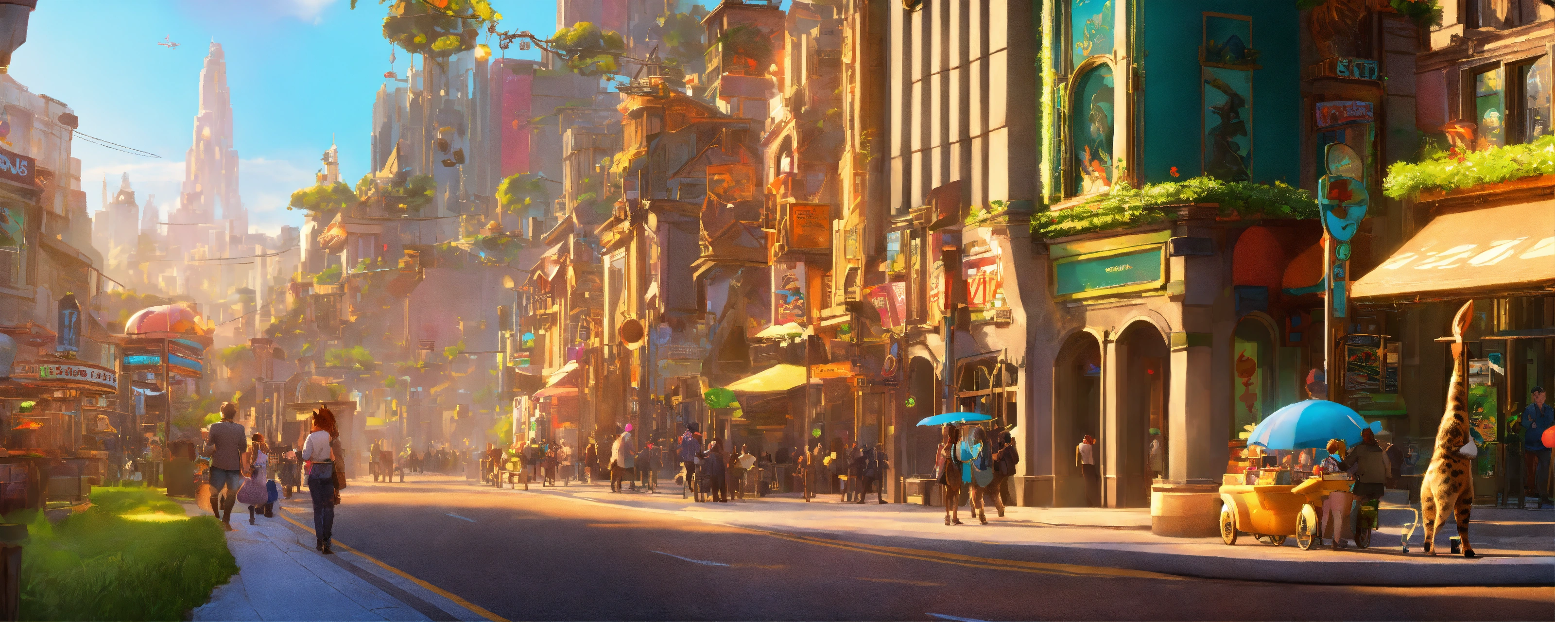 Lexica - A zootopia metropolis with bright colors, talking animals ...