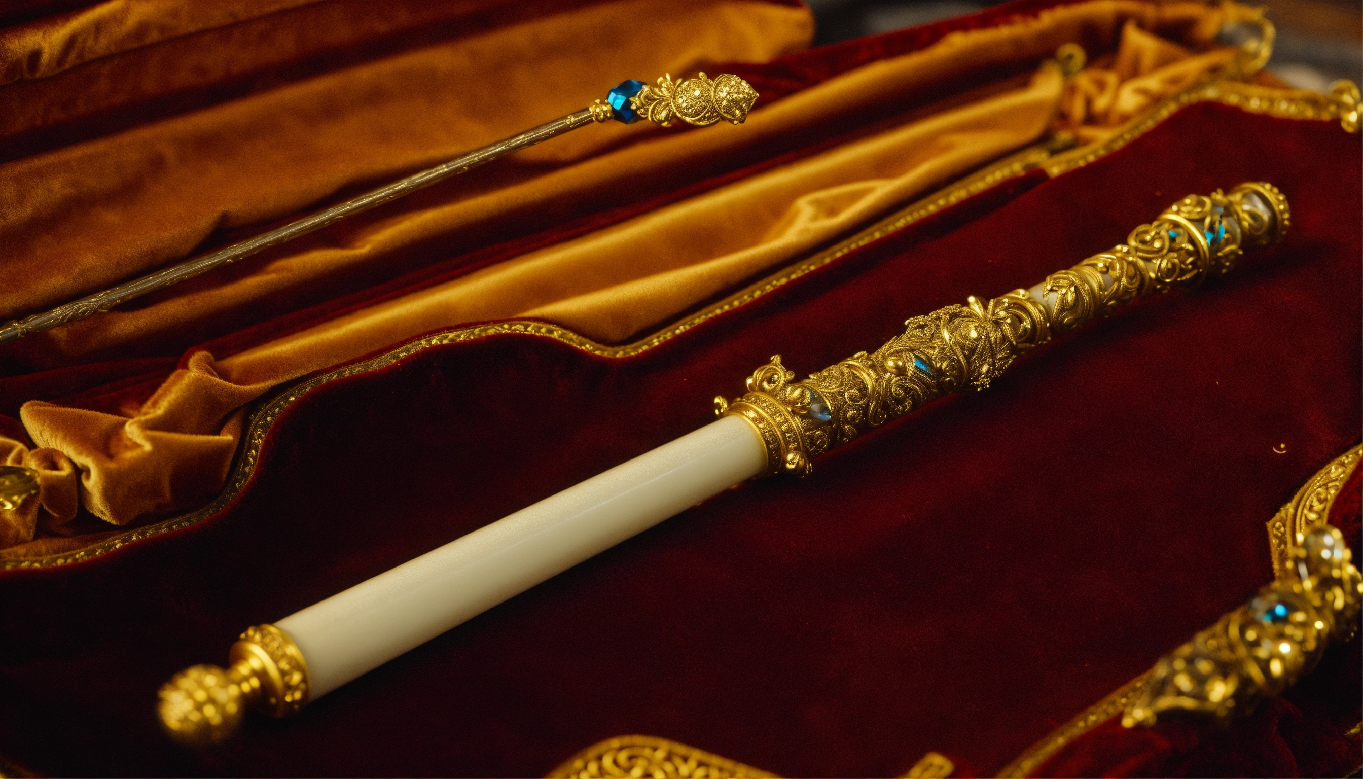 Lexica - A magnificent white magic wand in a velvet case.