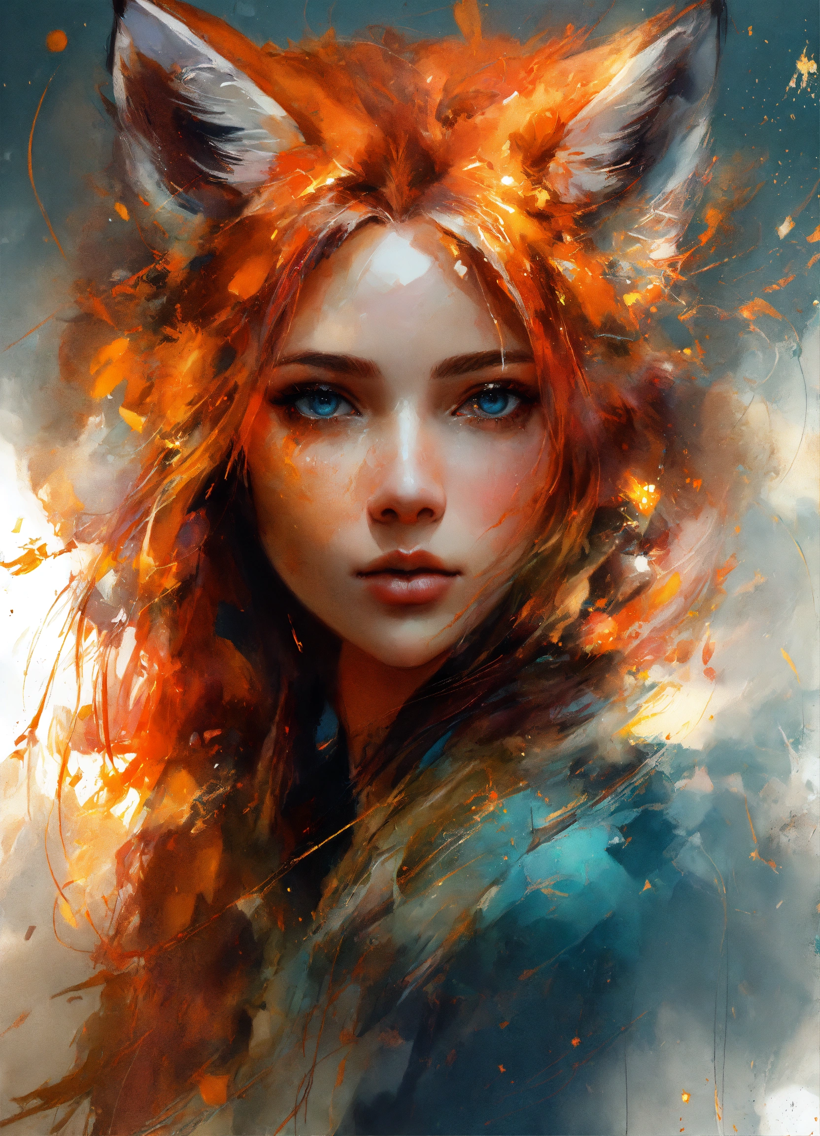 Lexica - Professional portrait of a firey fox, abstract beauty ...