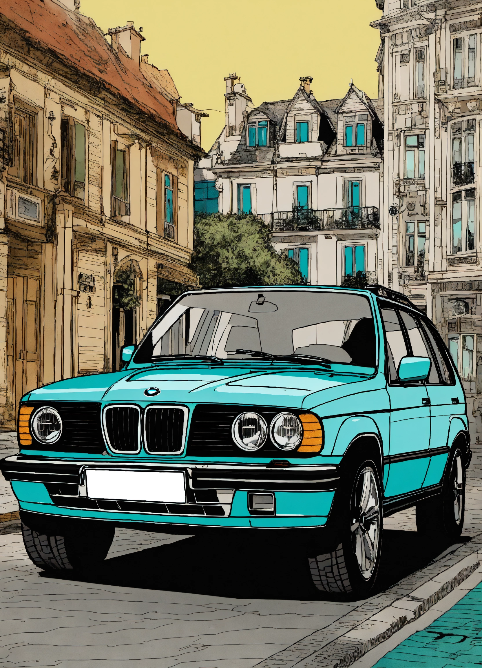 Lexica - Detailed pen and ink illustration of BMW X5, to include ...