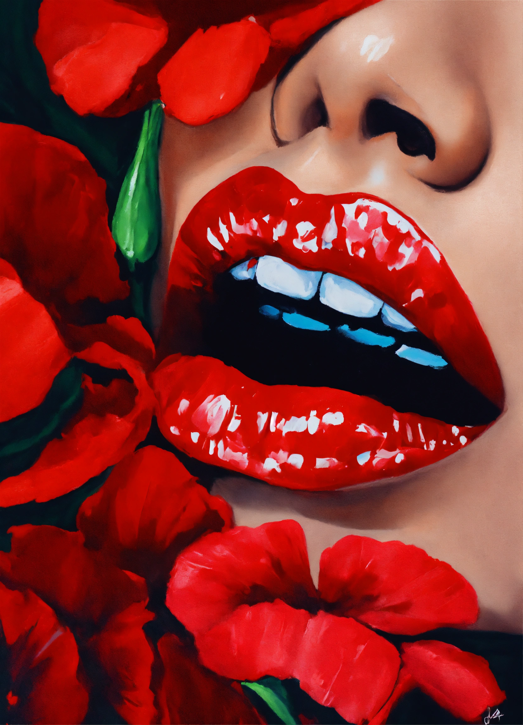 Lexica - "simple red lip painting"